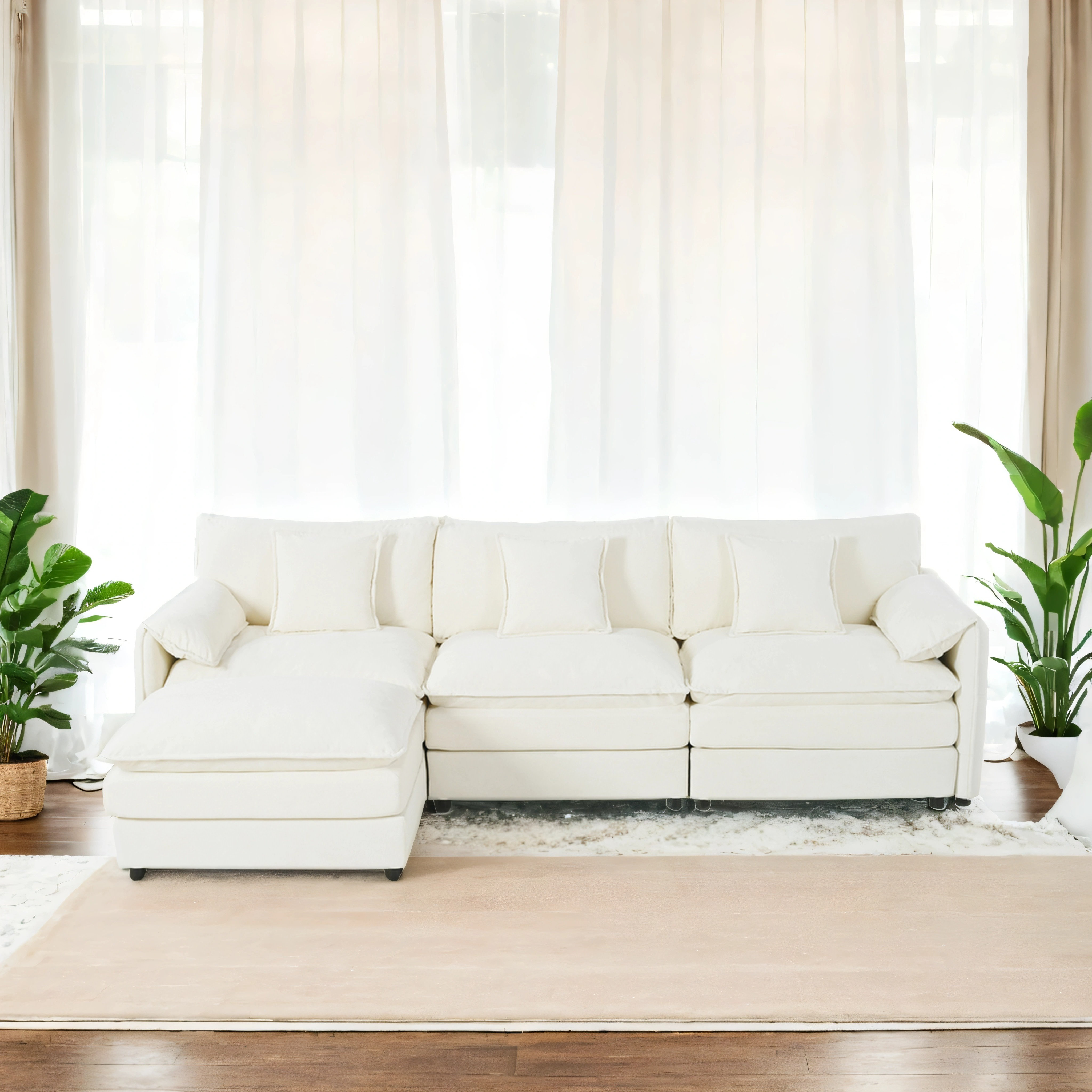 Latitude Run® Modular Sectional Sofa, Oversized Deep Seat L Shaped Couch Set for Living Room, 3 ...