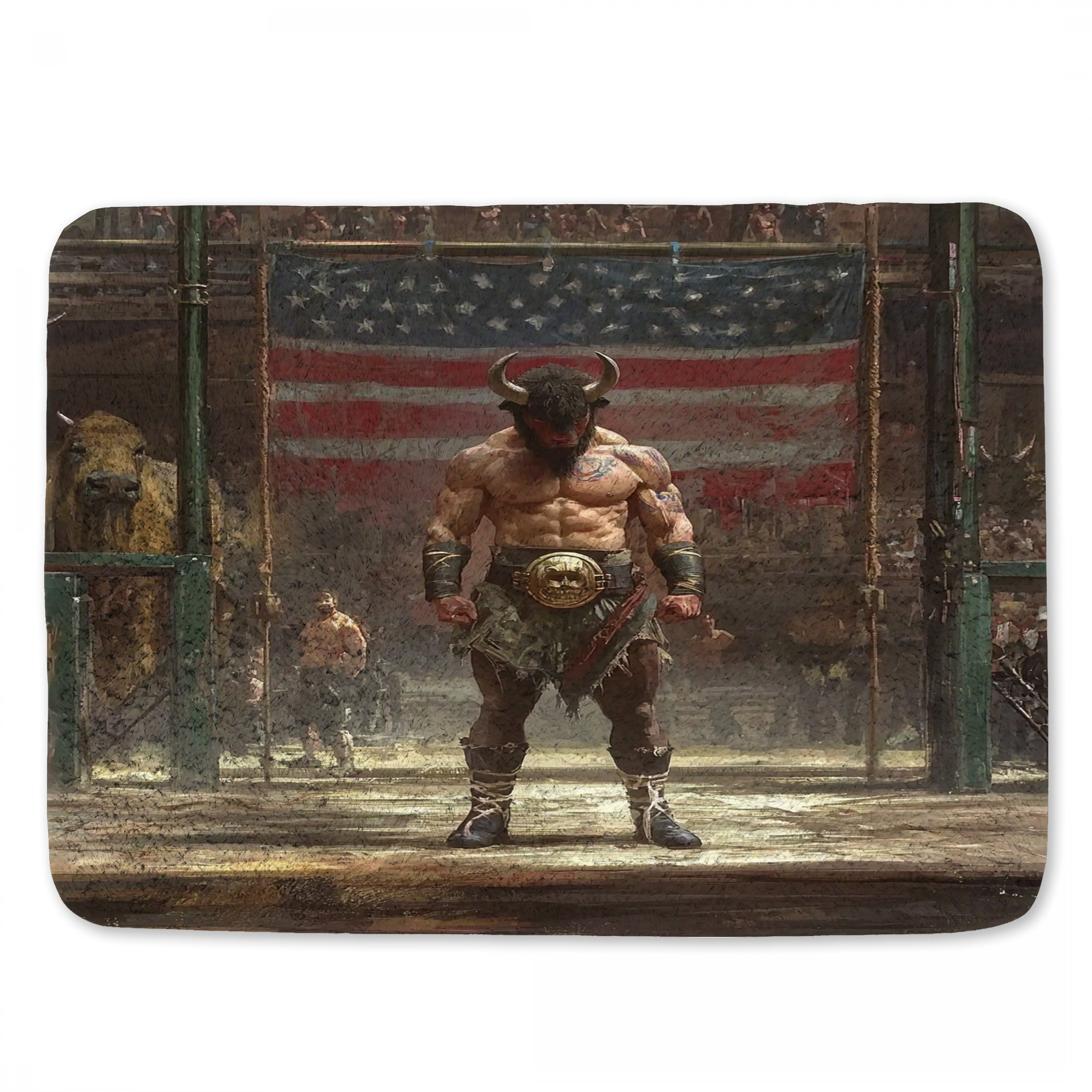 17 Stories Bull Bath Mat Sports Bathroom Decor Industrial | Wayfair