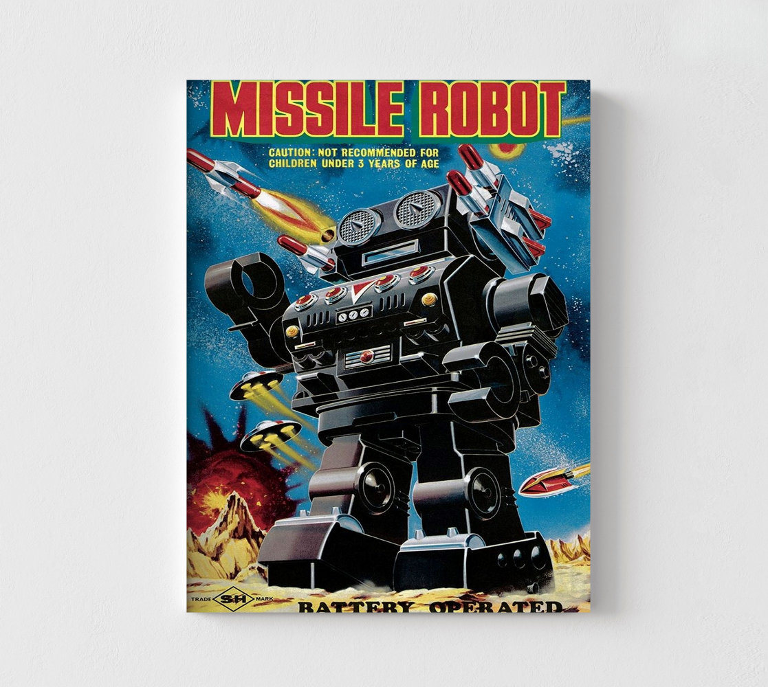 WeFrameArt Missile Robot By Retrobot, Twins Bedroom Robot Themed Decor ...