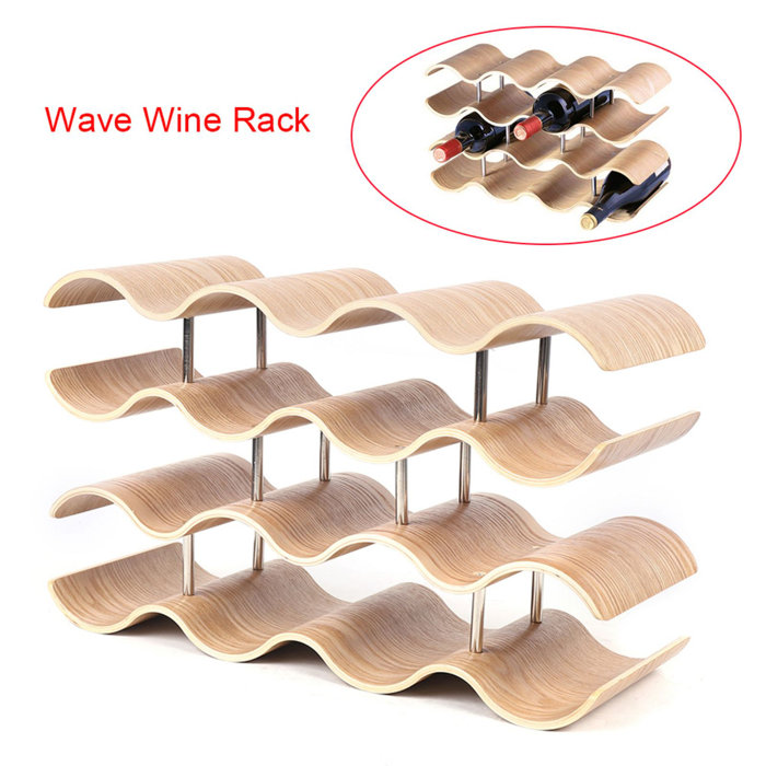 Lark Manor Cotaco 4 Layer Wooden Wave-Shaped Freestanding Wine Rack ...