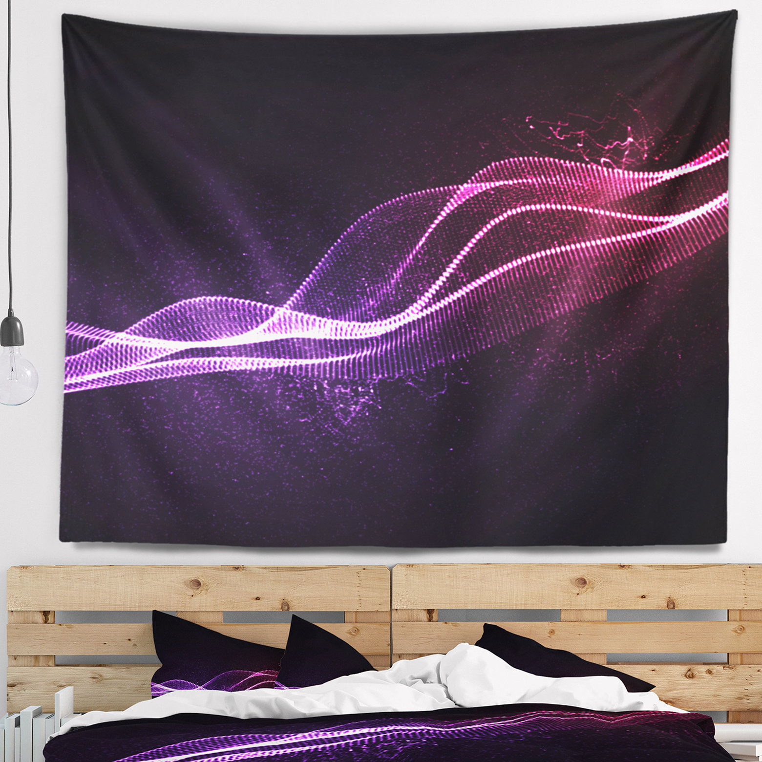 The Twillery Co.® Corwin Abstract Neon 3D Digital Wave Tapestry | Wayfair