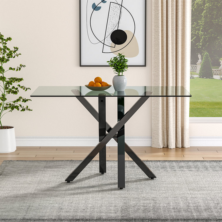 Metro Lane Addicus Glass Dining Table | Wayfair.co.uk
