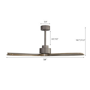 Gracie Oaks 54 In. 5 Solid Wood Blades Indoor Ceiling Fan With Remote ...