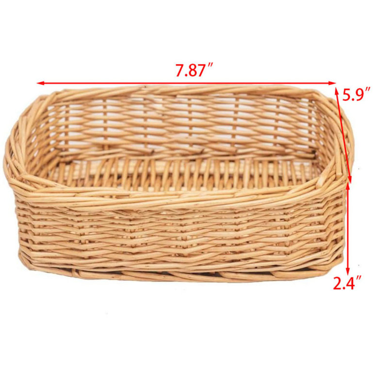 Bay Isle Home™ Small rectangular wicker basket, 3 storage compartments ...