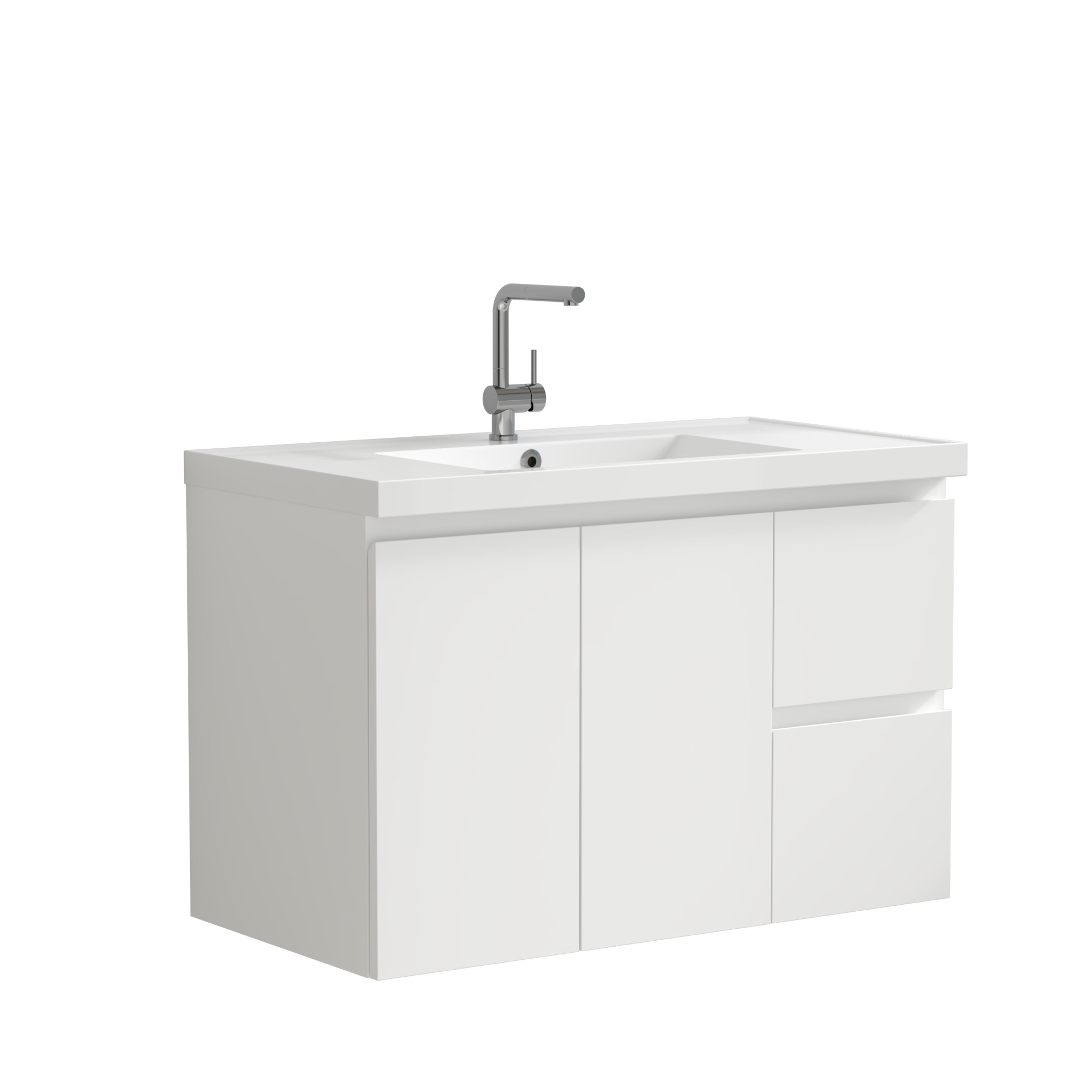 Ebern Designs Ginlock 36" White Wall-Mounted Single Bathroom Vanity ...