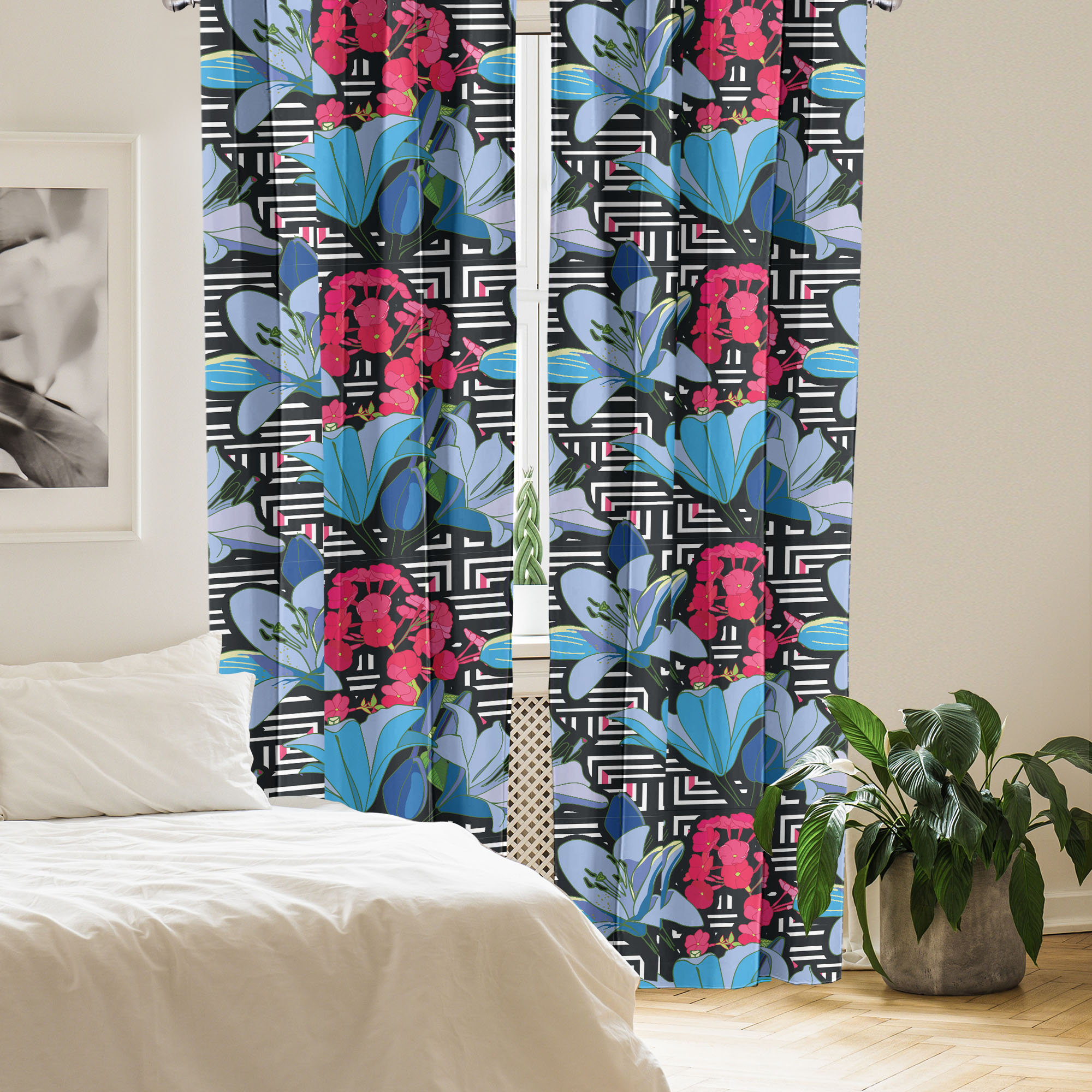 East Urban Home Flowery Art Curtains Lilies and Pansies Art Pair 426817 ...