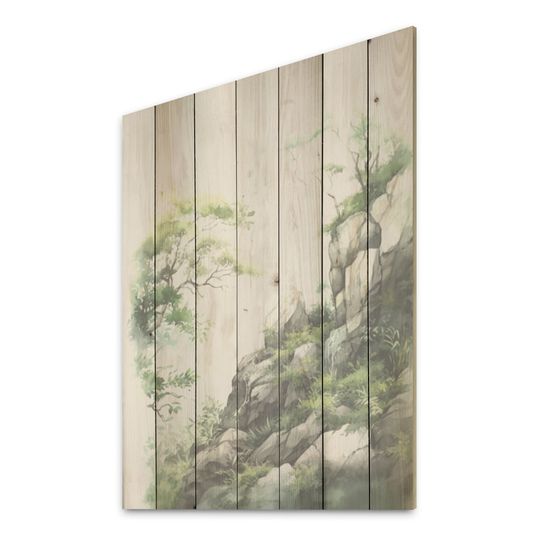 Lark Manor™ Minimalism Cliffside Reverie - Mountains Wood Panel Wall ...
