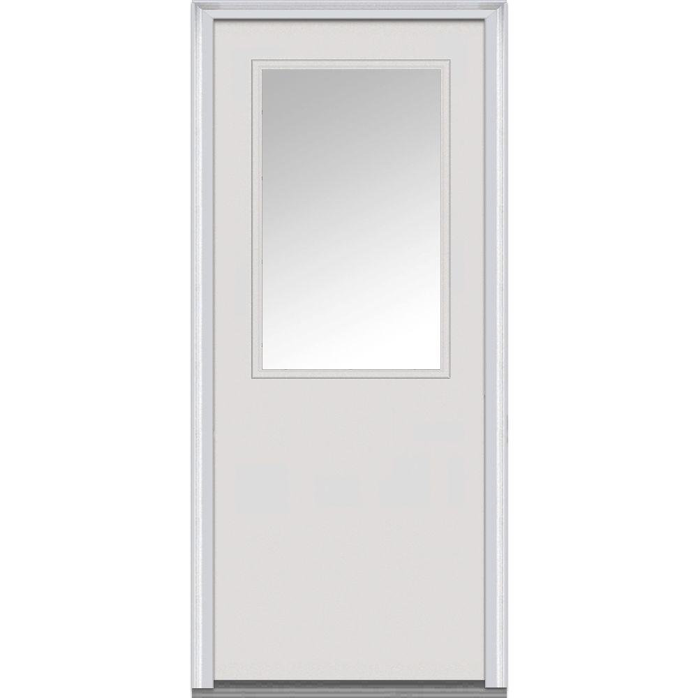 MMI DOOR Smooth 0.5 Lite Flush Fiberglass Prehung Front Entry Doors ...