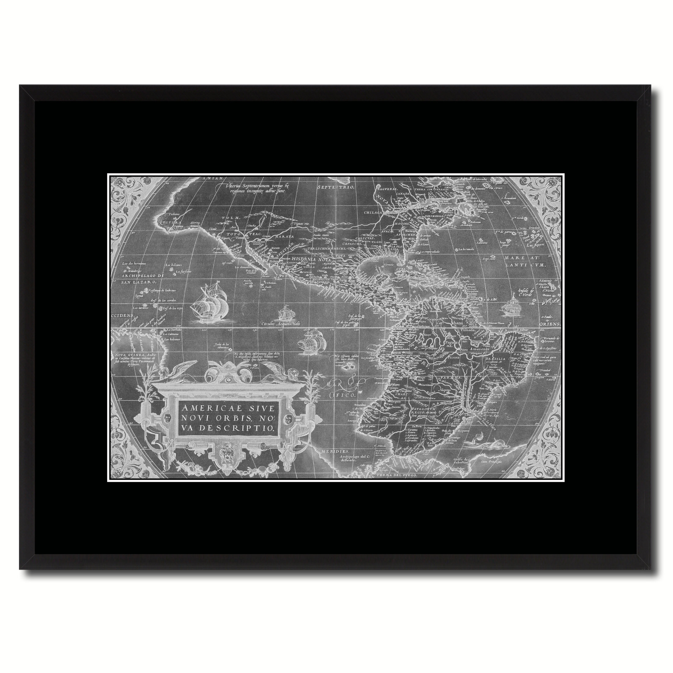 17 Stories North South America Monochrome Map Print On Canvas With ...