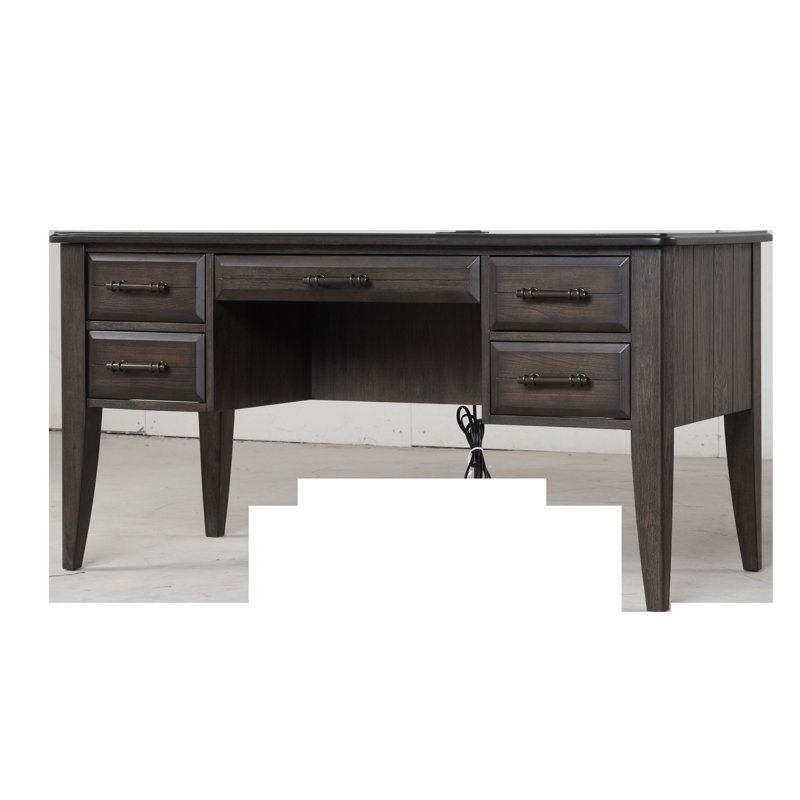 Birch Lane™ Tatum Aurora 60" Wide 5-Drawer Writing Desk, Mahogany ...