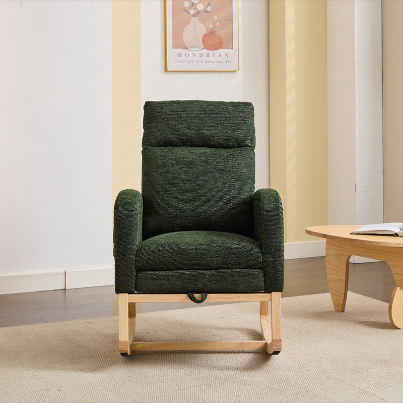Harriet Bee Modern Accent Rocking Chair Rocking Chair with Solid Wood ...