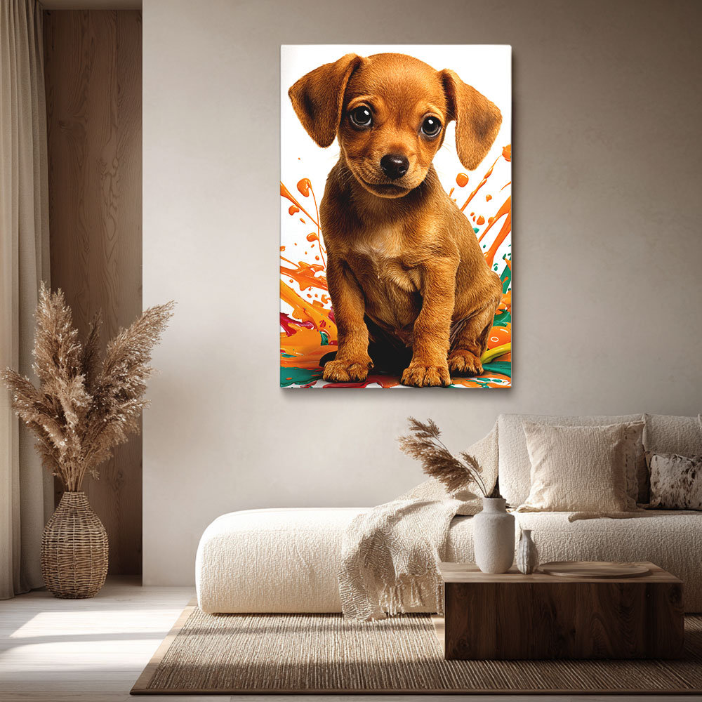 East Urban Home Vibrant Pop Art Puppy Canvas Art High Definition ...