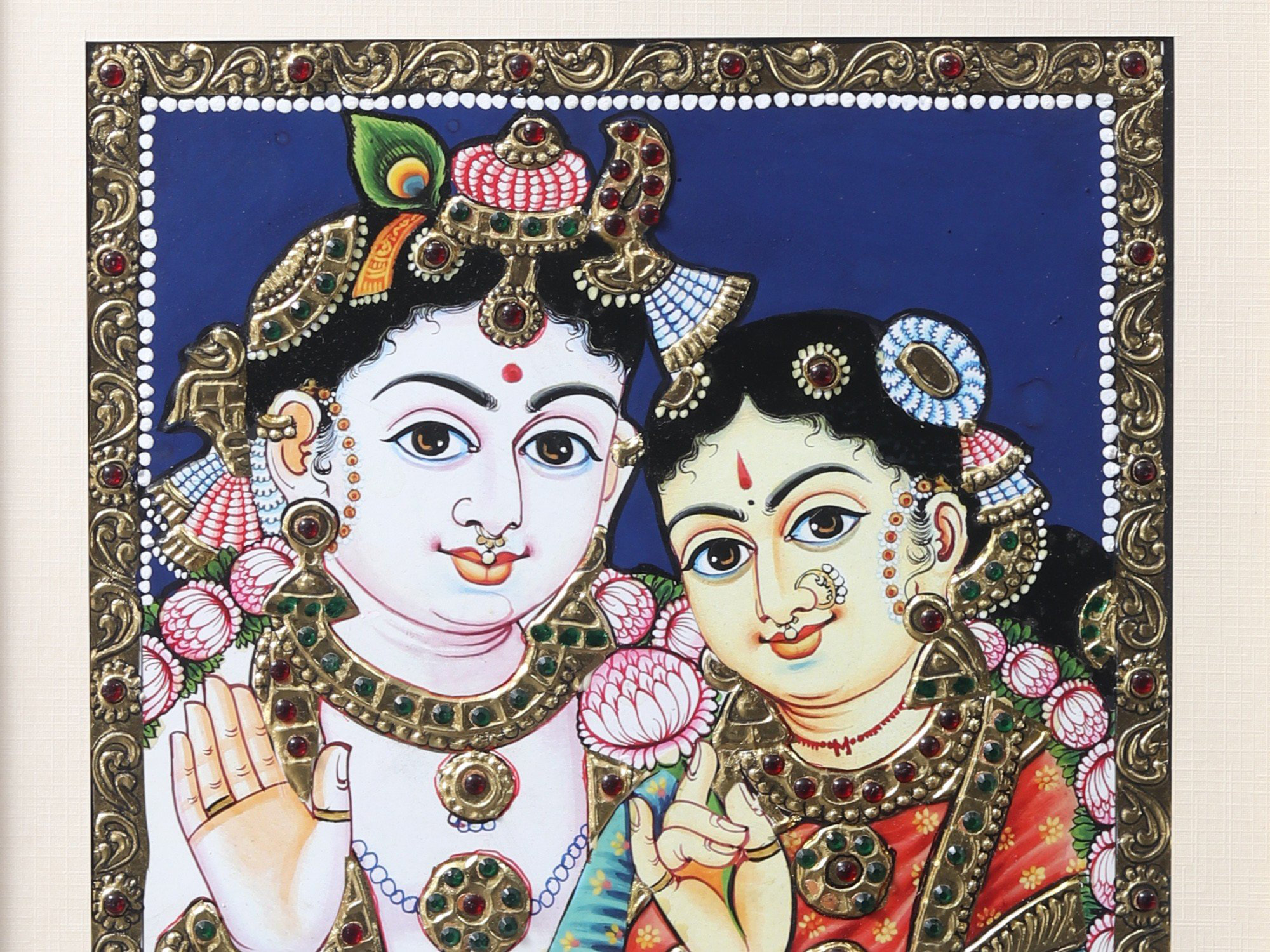 Exotic India Devine Pair of Radha Krishna | Tanjore Painting with Frame ...