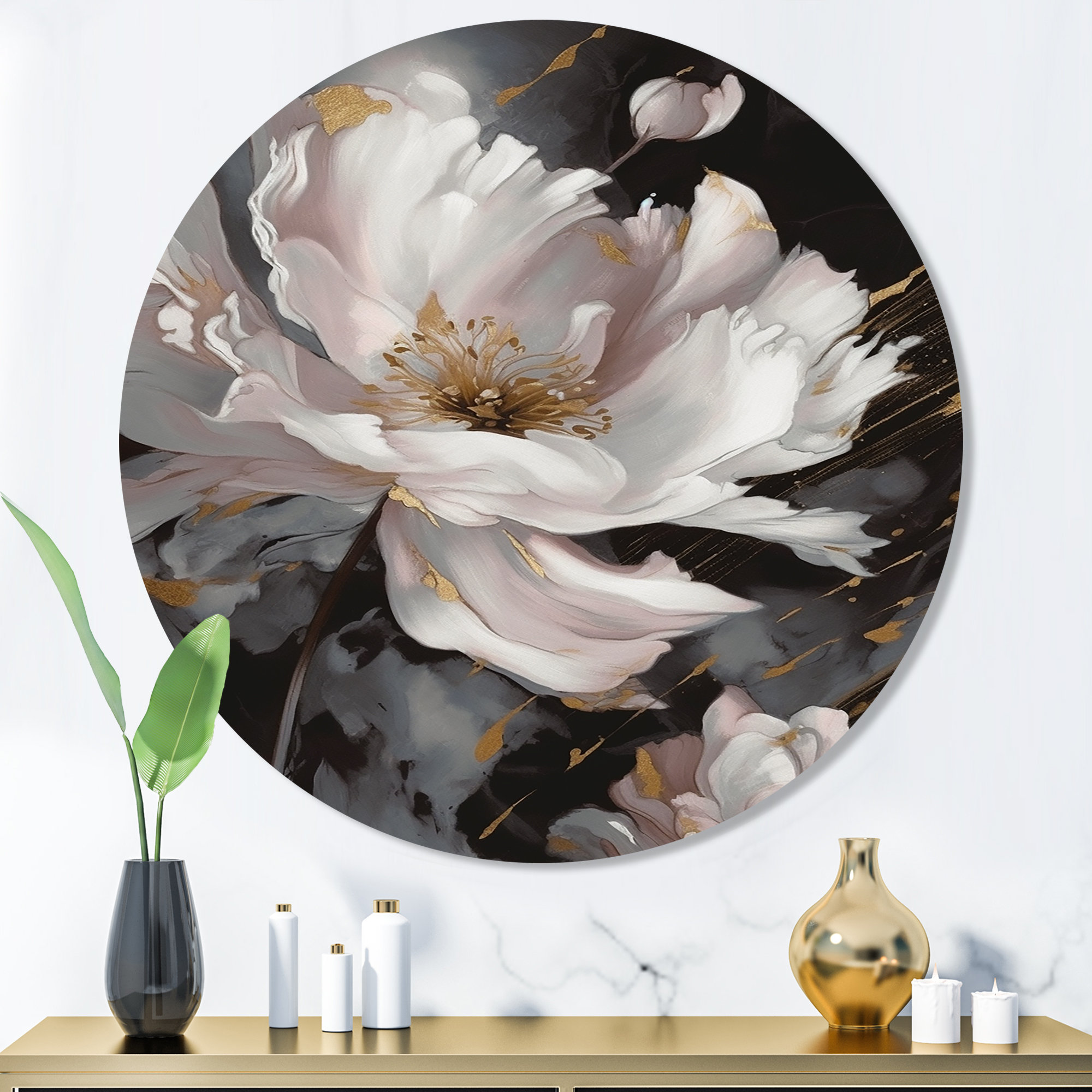 House of Hampton® Marolda White And Gold Daisy Symphony II - Daisy ...