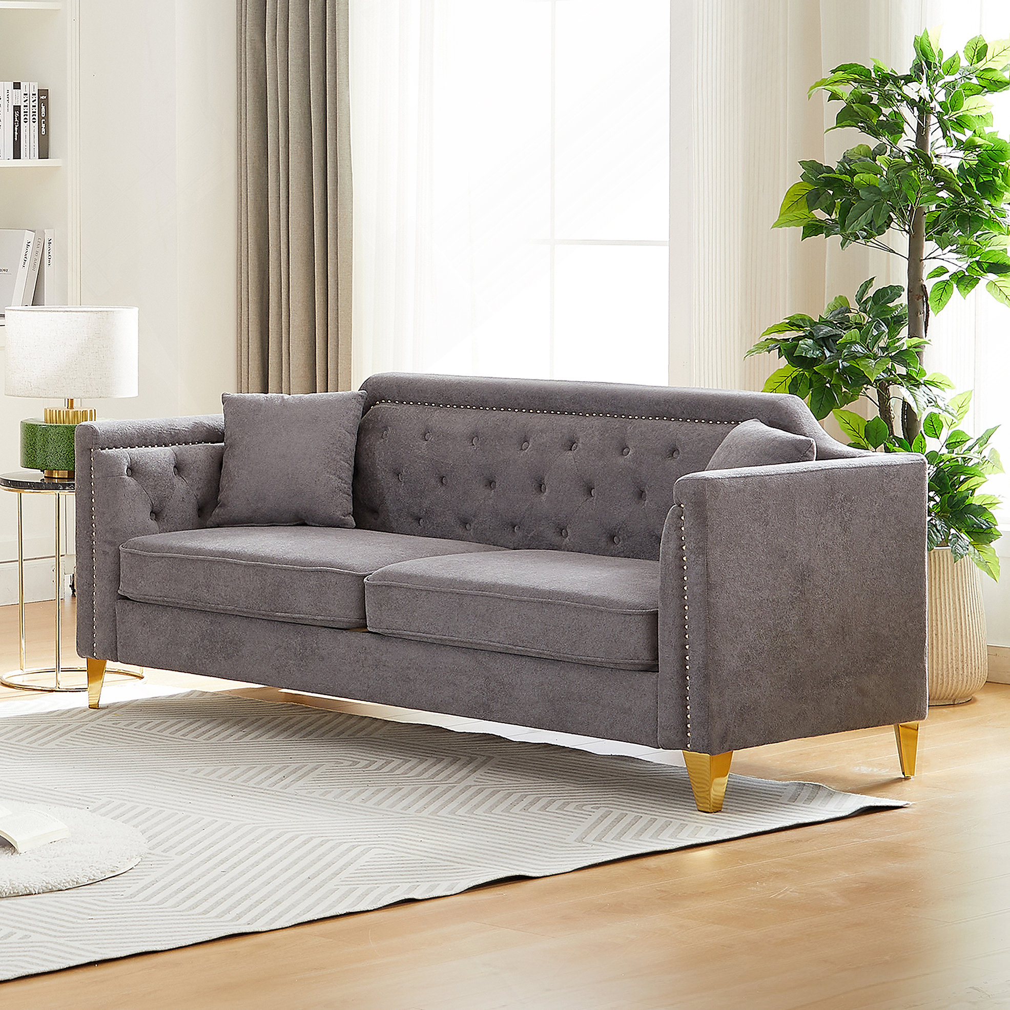House of Hampton® 61.5"Mid-century design modern sofa,Chenille Pull ...