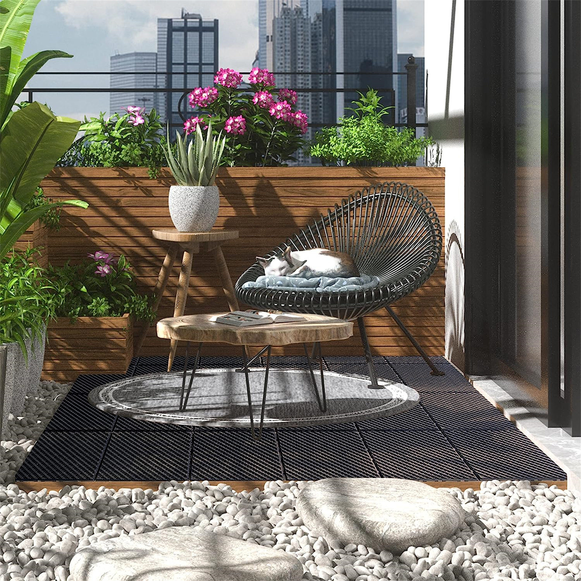 Arlmont & Co. Shivi 12" x 12" Plastic Interlocking Deck Deck Tile Kit ...