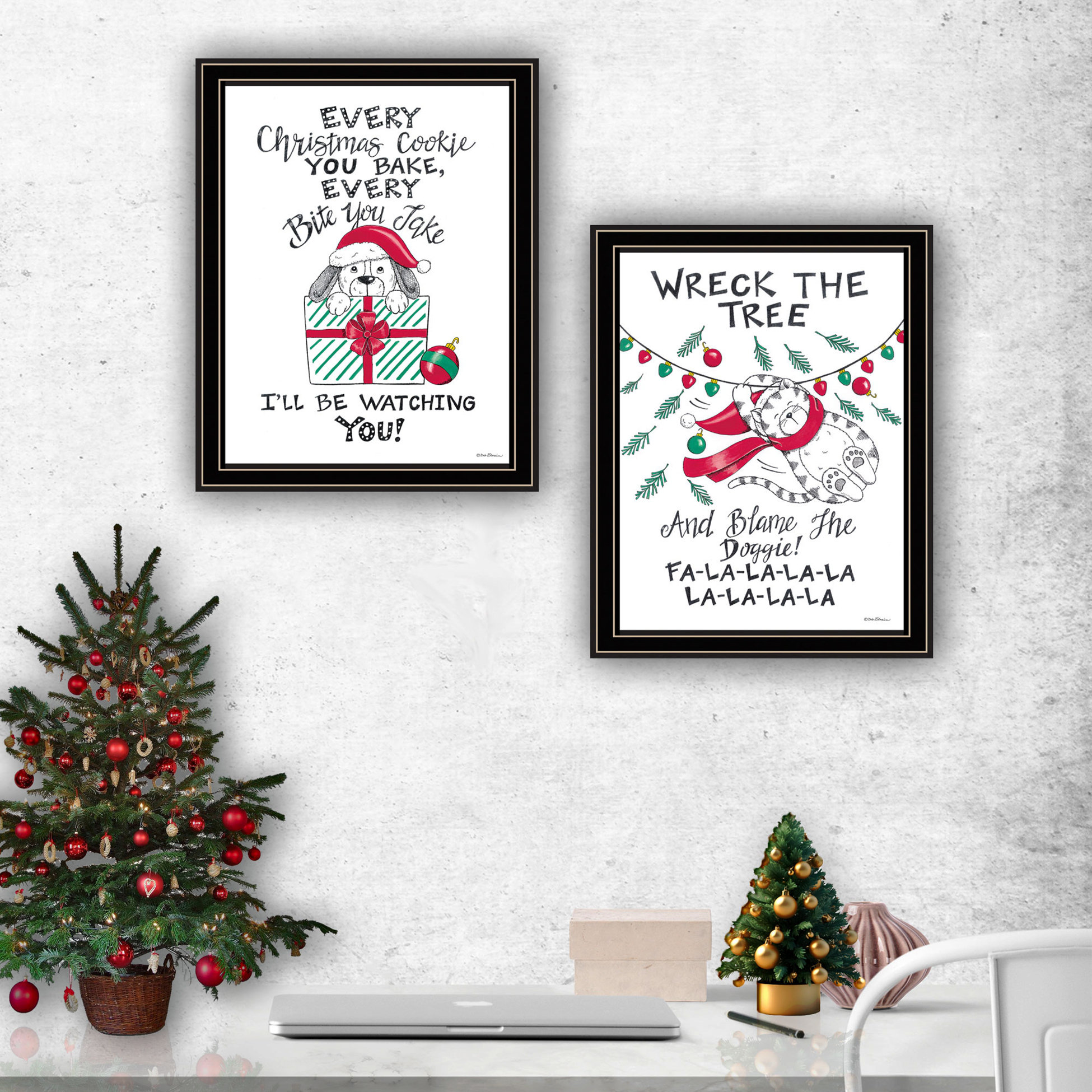 The Holiday Aisle® «Trendy Decor 4U», 2 pièces, vignette de chat et de ...