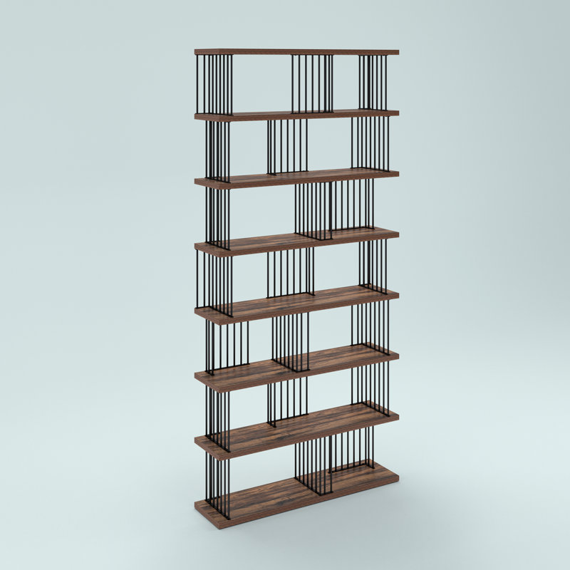 17 Stories Lotus Antique Walnut Color Display Etagere Bookshelves | Wayfair