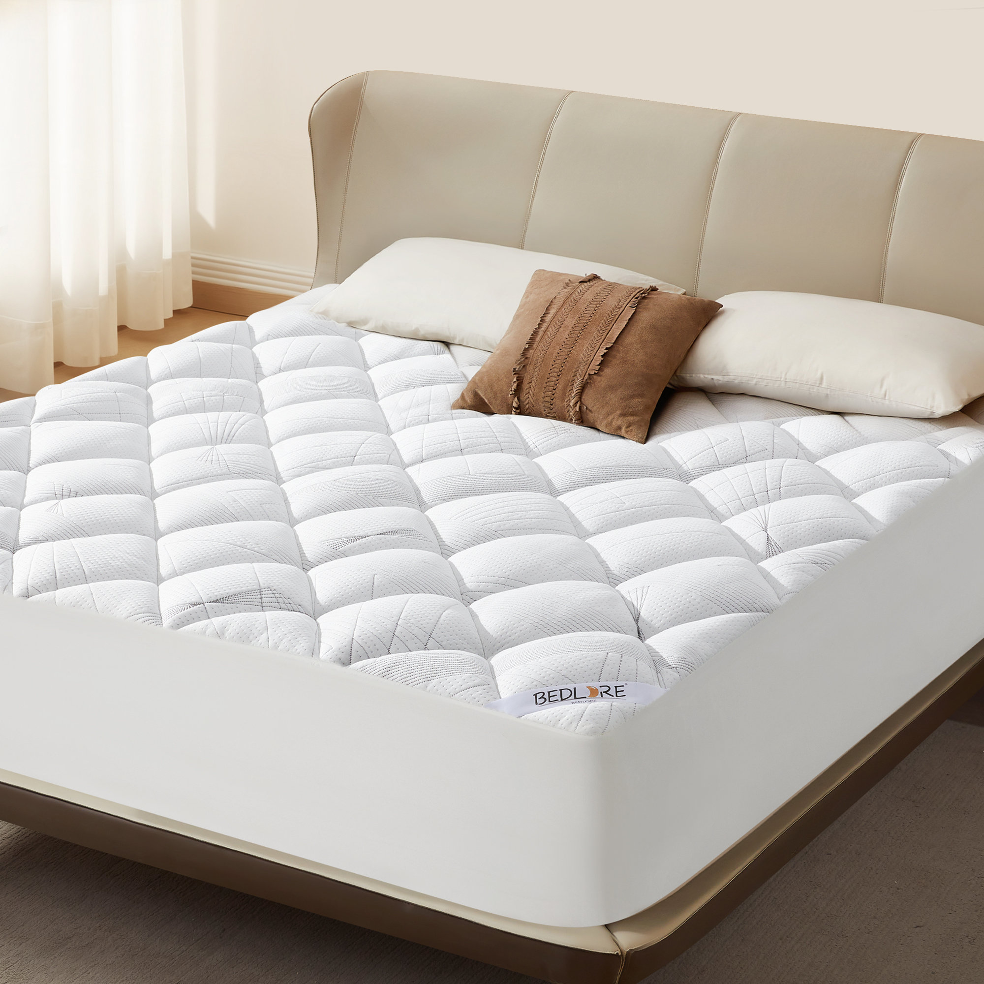 BEDLORE® Rayon Bamboo Mattress Topper, Plush Cloud-like Pillow Top ...