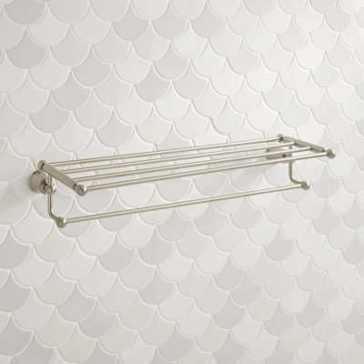 Signature Hardware Ceeley Collection Wall-Mount Towel Rack with Shelf ...