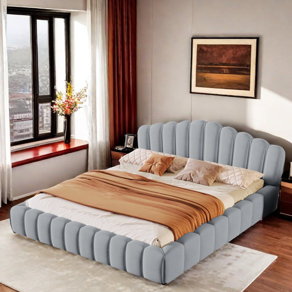 Latitude Run® Tracen Upholstered Bed with Shell-Shaped Headboard | Wayfair