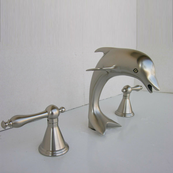 BathSelect Genoa Dolphin-Shaped Dual Handle Brass Bathroom Sink Faucet ...