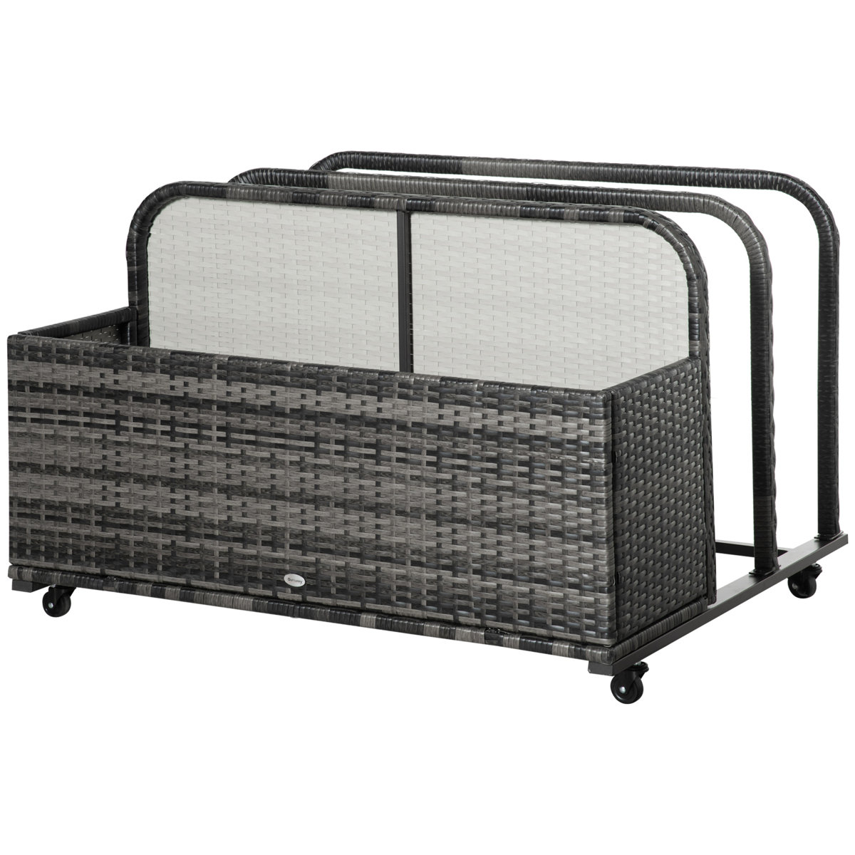 Outsunny Wicker Patio Pool Float Storage Basket, PE Rattan Outdoor Pool ...