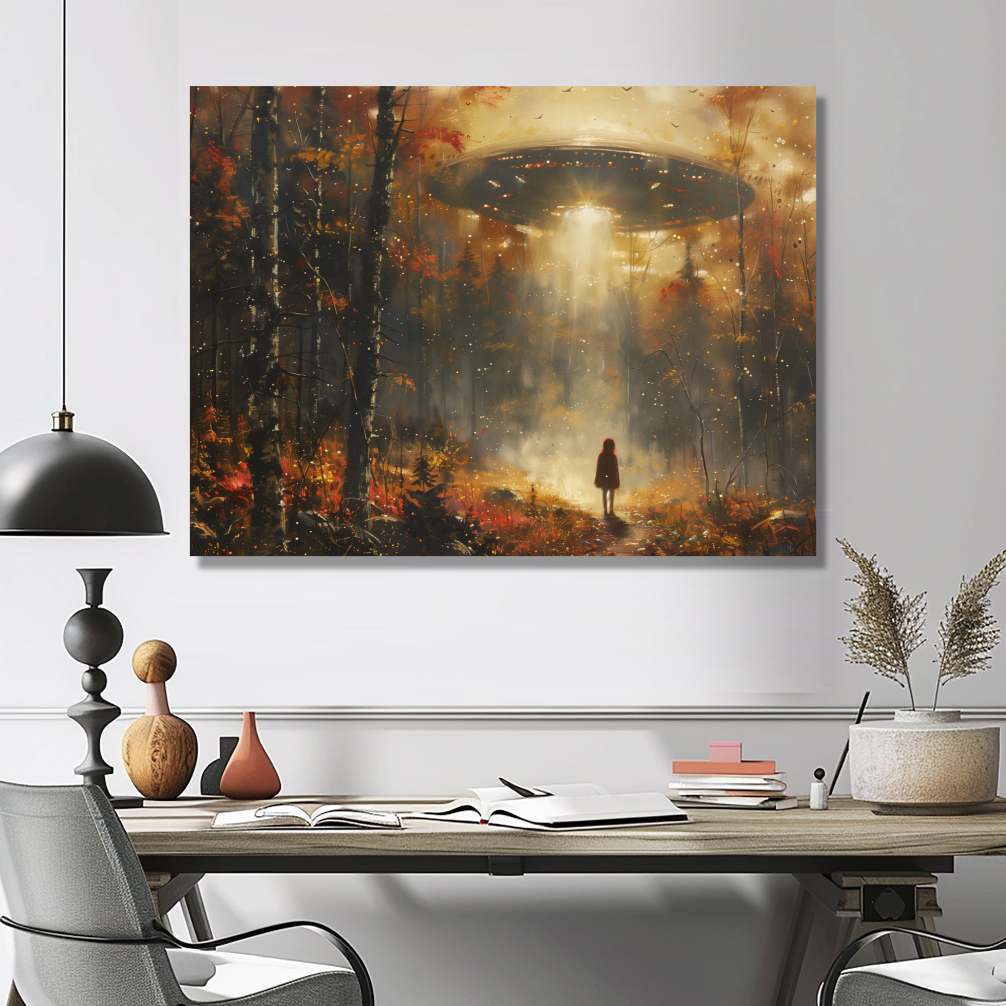 Winston Porter Brown Grey Alien Encounter Ufos In Autumn - Ufos Wall ...