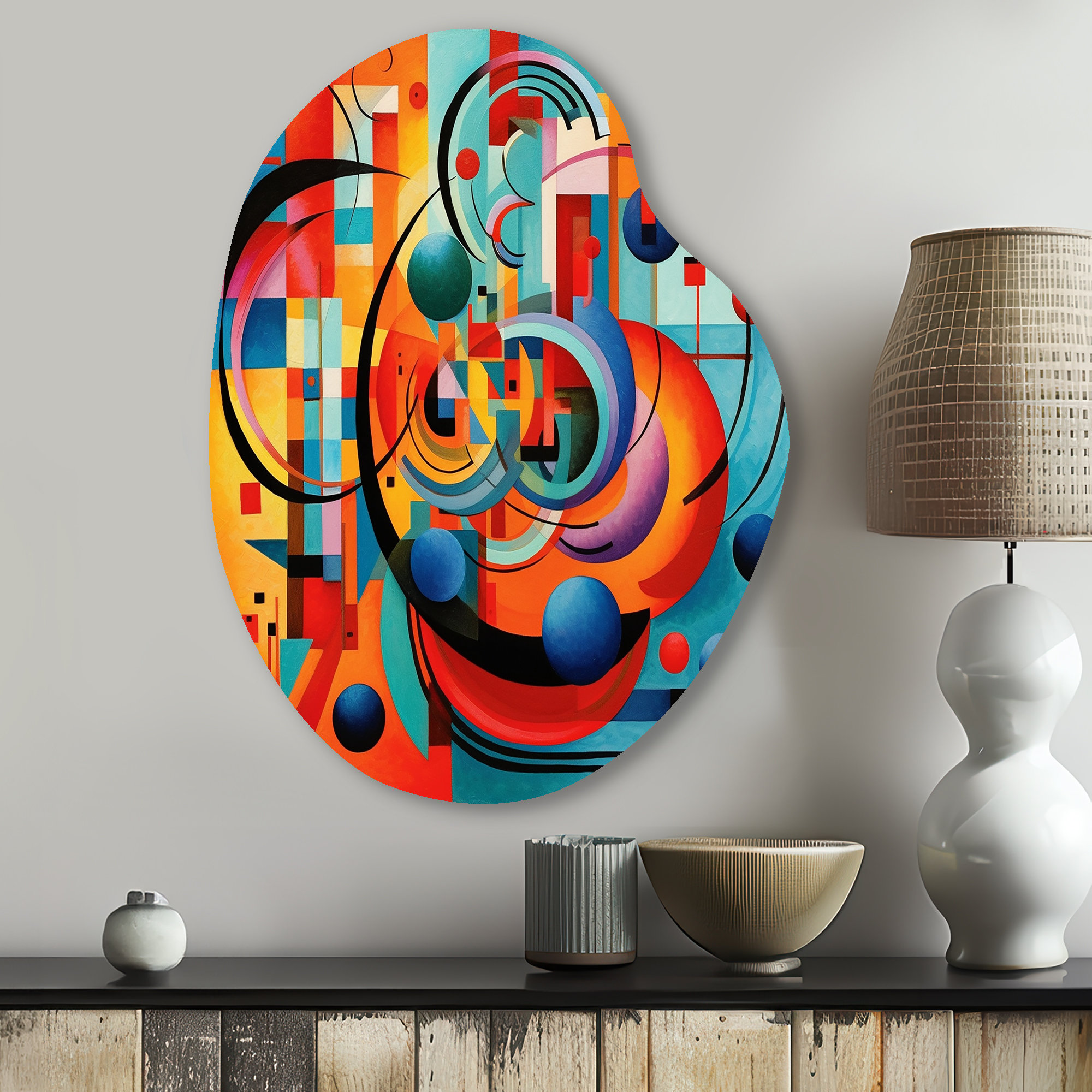 Design Art Orange Blue Geometry Unleashed IV - Irregular Shape Abstract ...