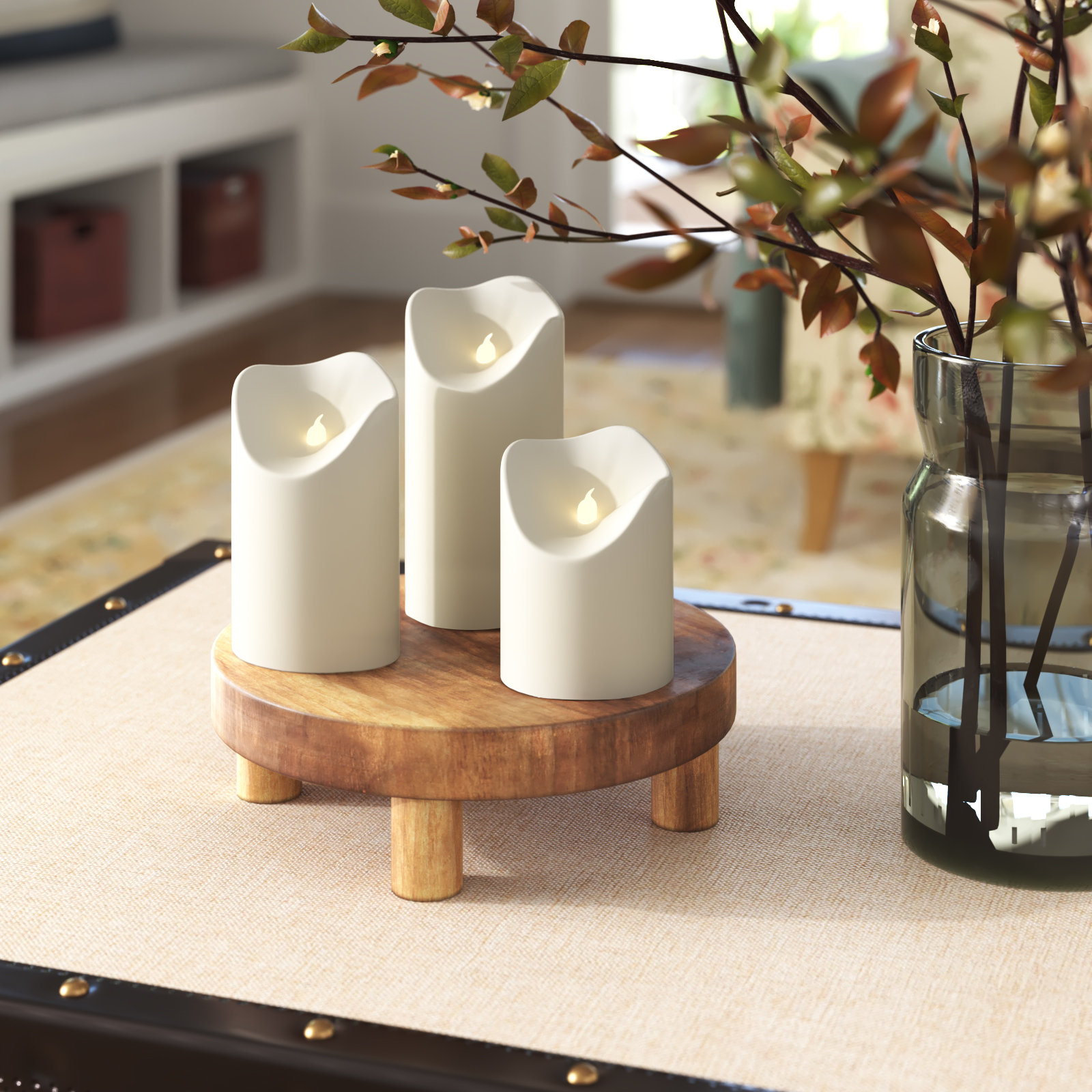 Lark Manor Alzena 3 Piece Traditional Unscented Flameless Candle Set ...