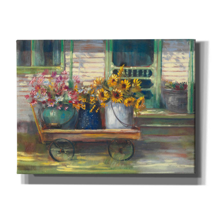 Wildon Home® Aaroosh Garden Wagon On Canvas by Carol Rowan Print | Wayfair