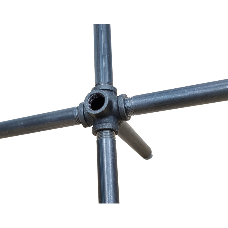 FixtureDisplays 1/2" Black Pipe 6-Way Connector With 4 Mounting Holes ...