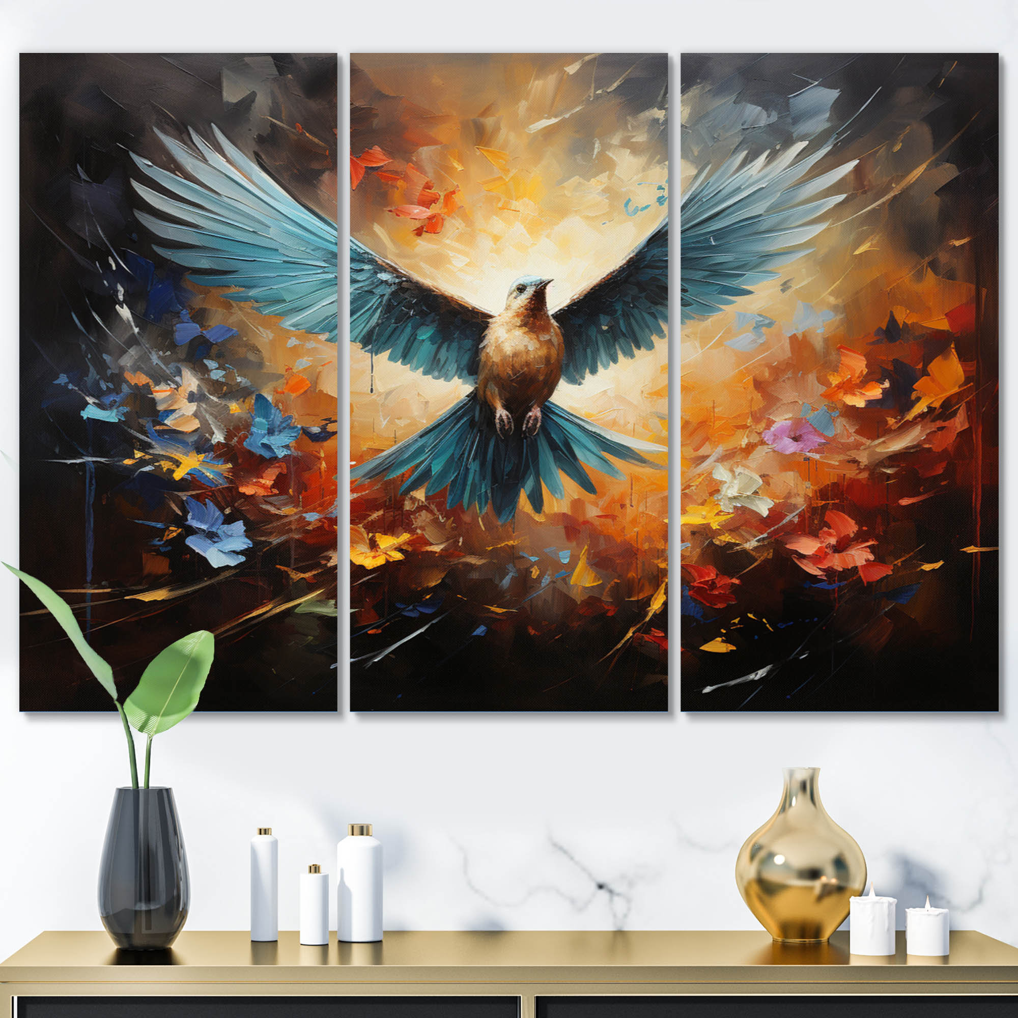 Winston Porter Teal Dove Winged Harmony Collage - Animals Wall Decor ...