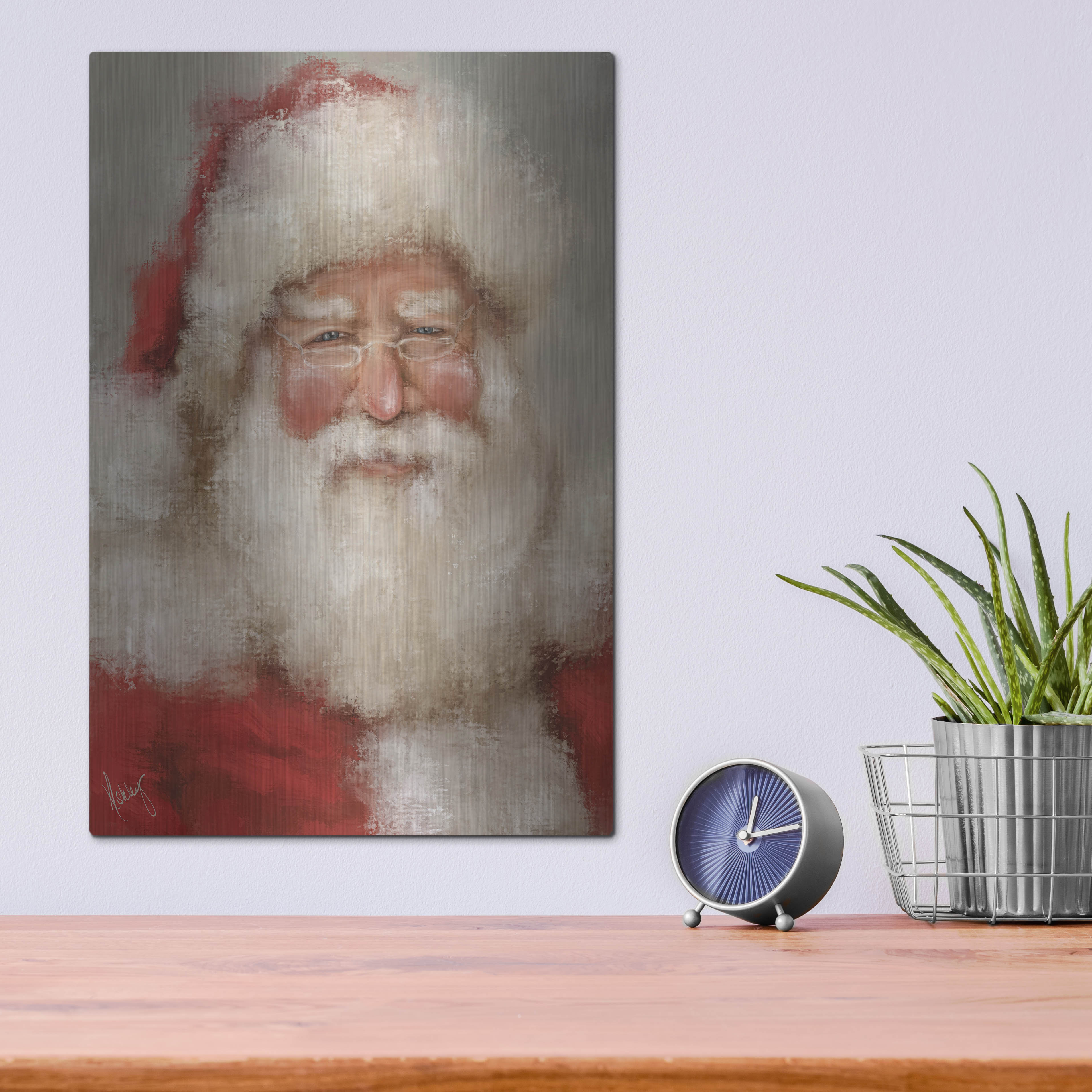 The Holiday Aisle® 'Abstract Santa' by Ashley Bradley Metal Wall Art ...