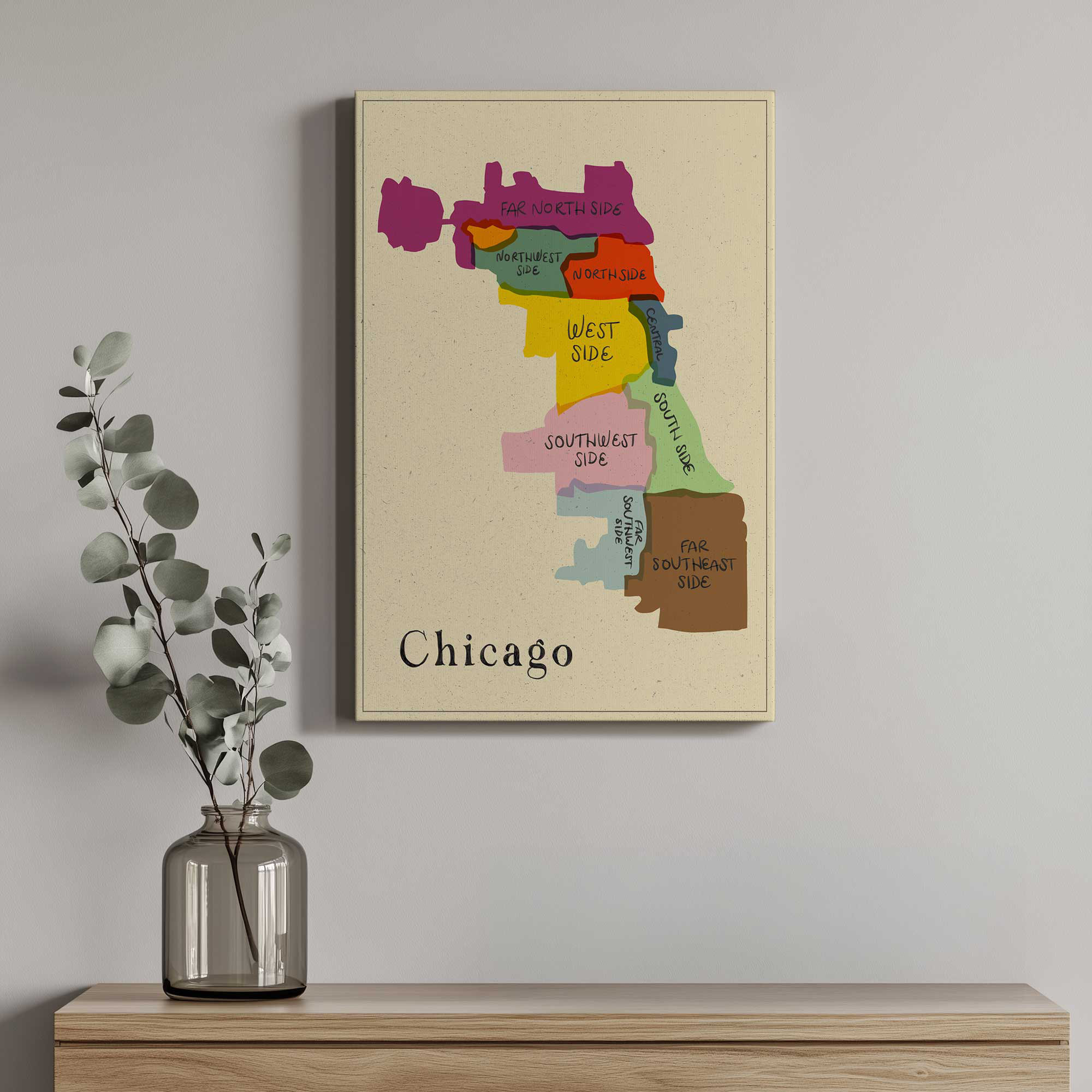 Latitude Run® Chicago Area Map by Deny Designs Art Print | Wayfair