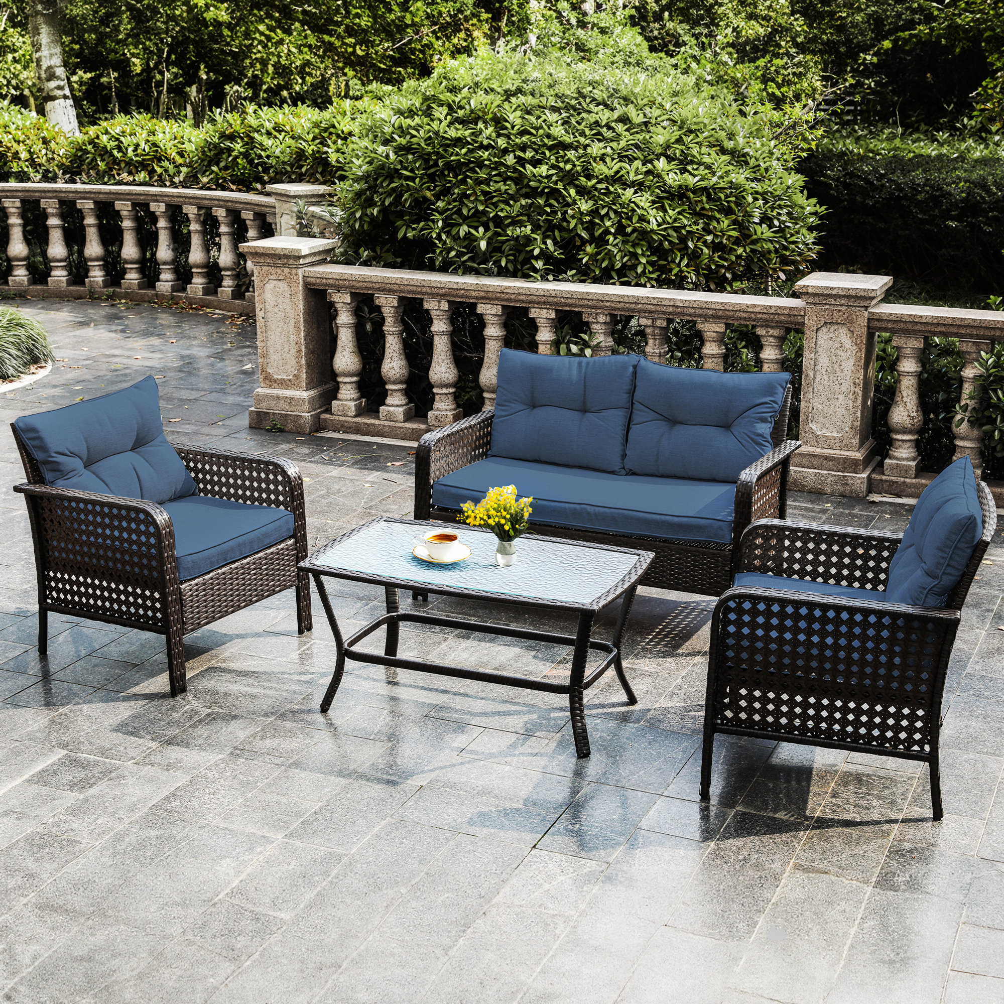 Lark Manor™ Autym 4- Person Outdoor Seating Group with Cushions | Wayfair