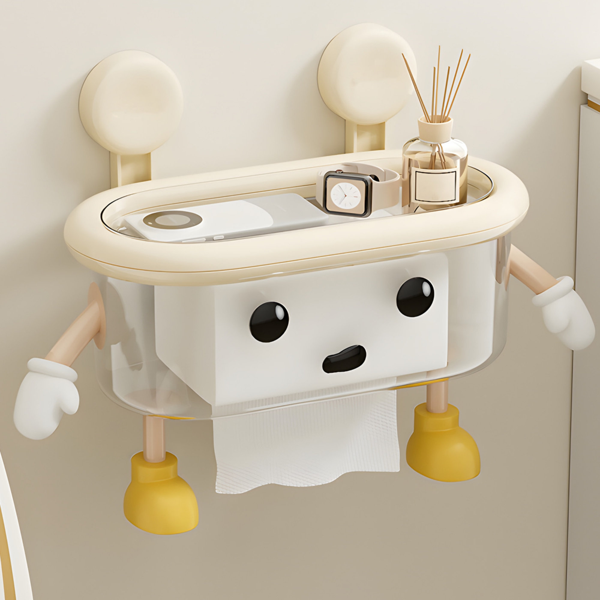 Rebrilliant DIY Seamless Suction Cup Toilet Paper Box, No Punching ...