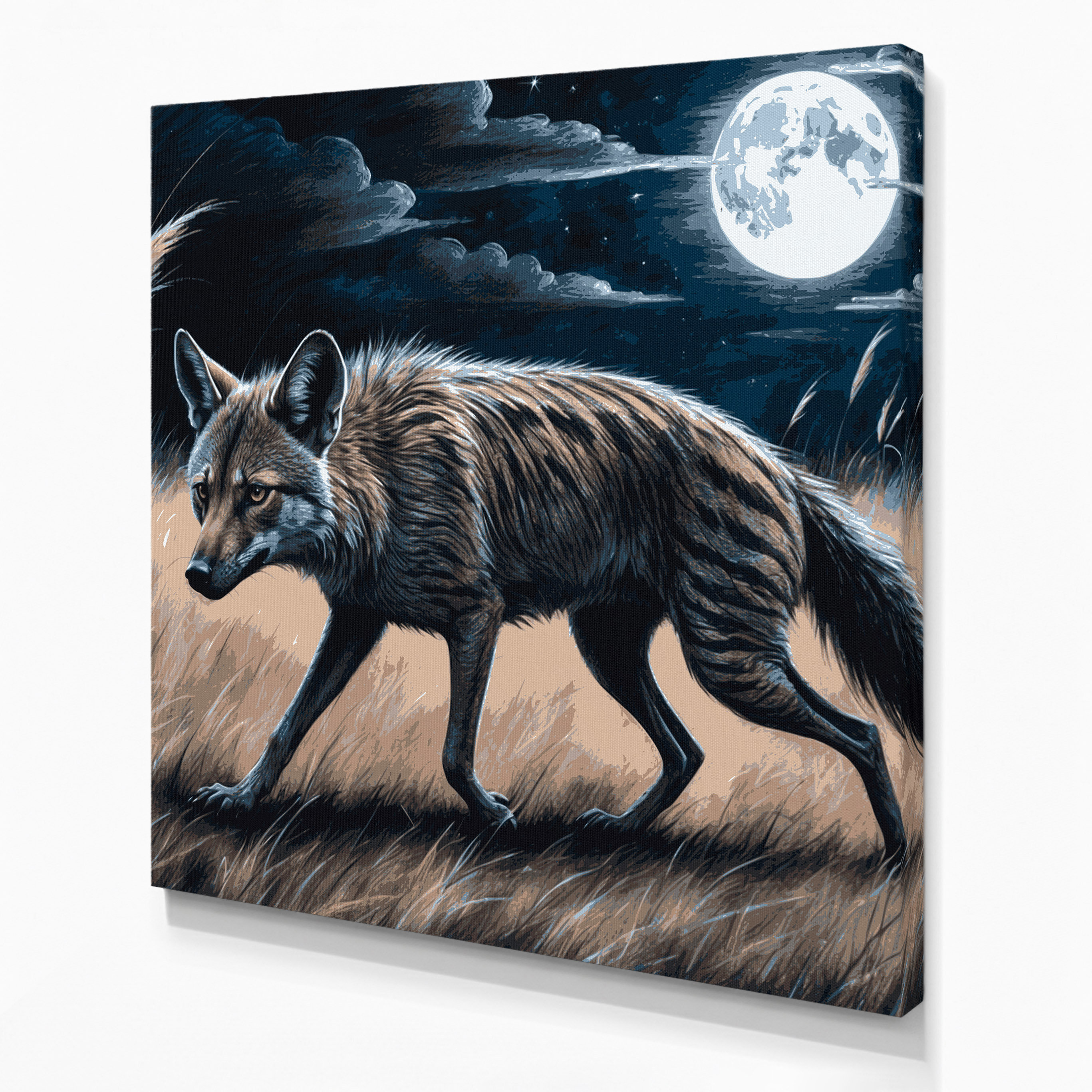 Brayden Studio® Wildlife Aardwolf Gray Canvas Wall Art | Wayfair