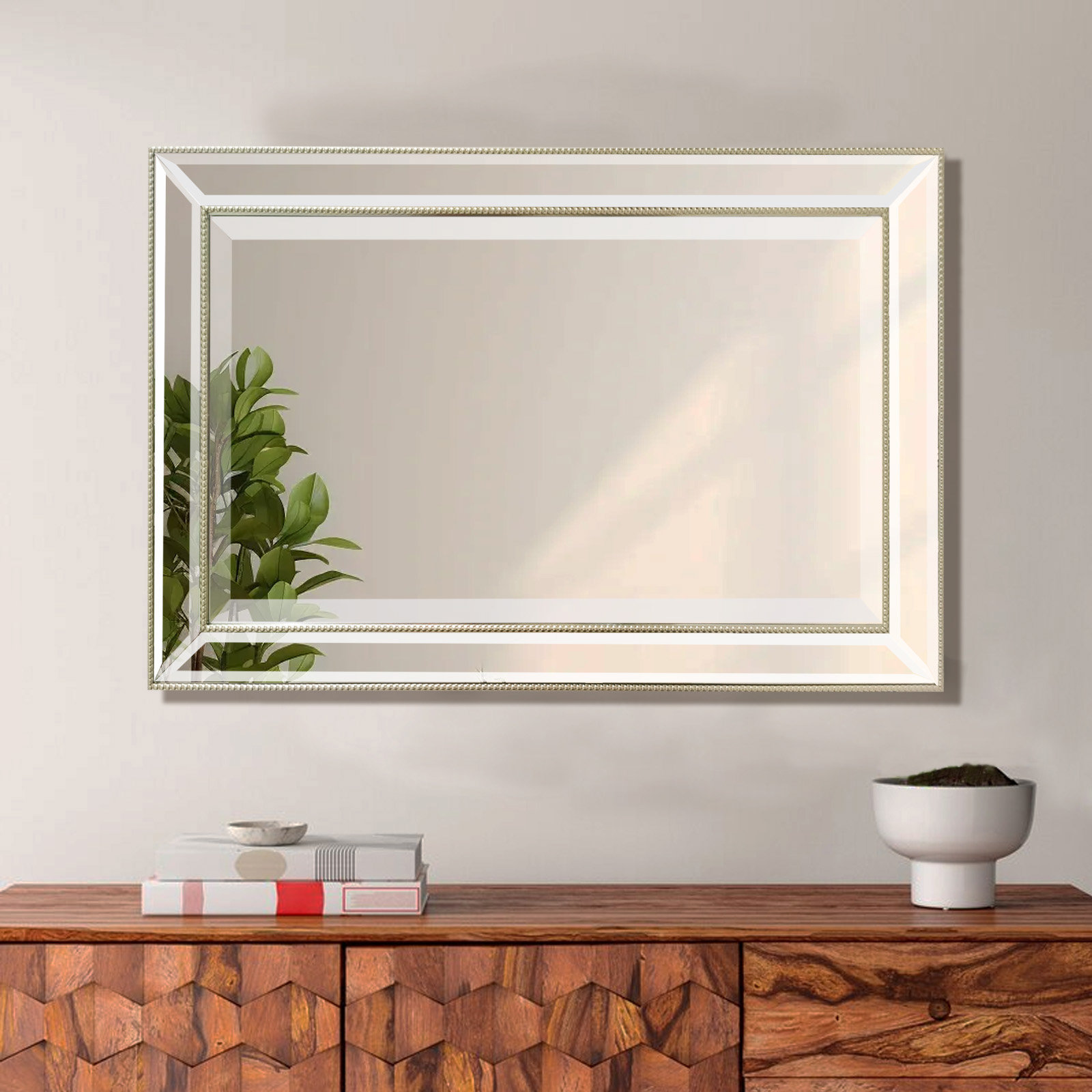 Wrought Studio Lody Metro Beaded Mirror Frame Bathroom Mirror Framed ...