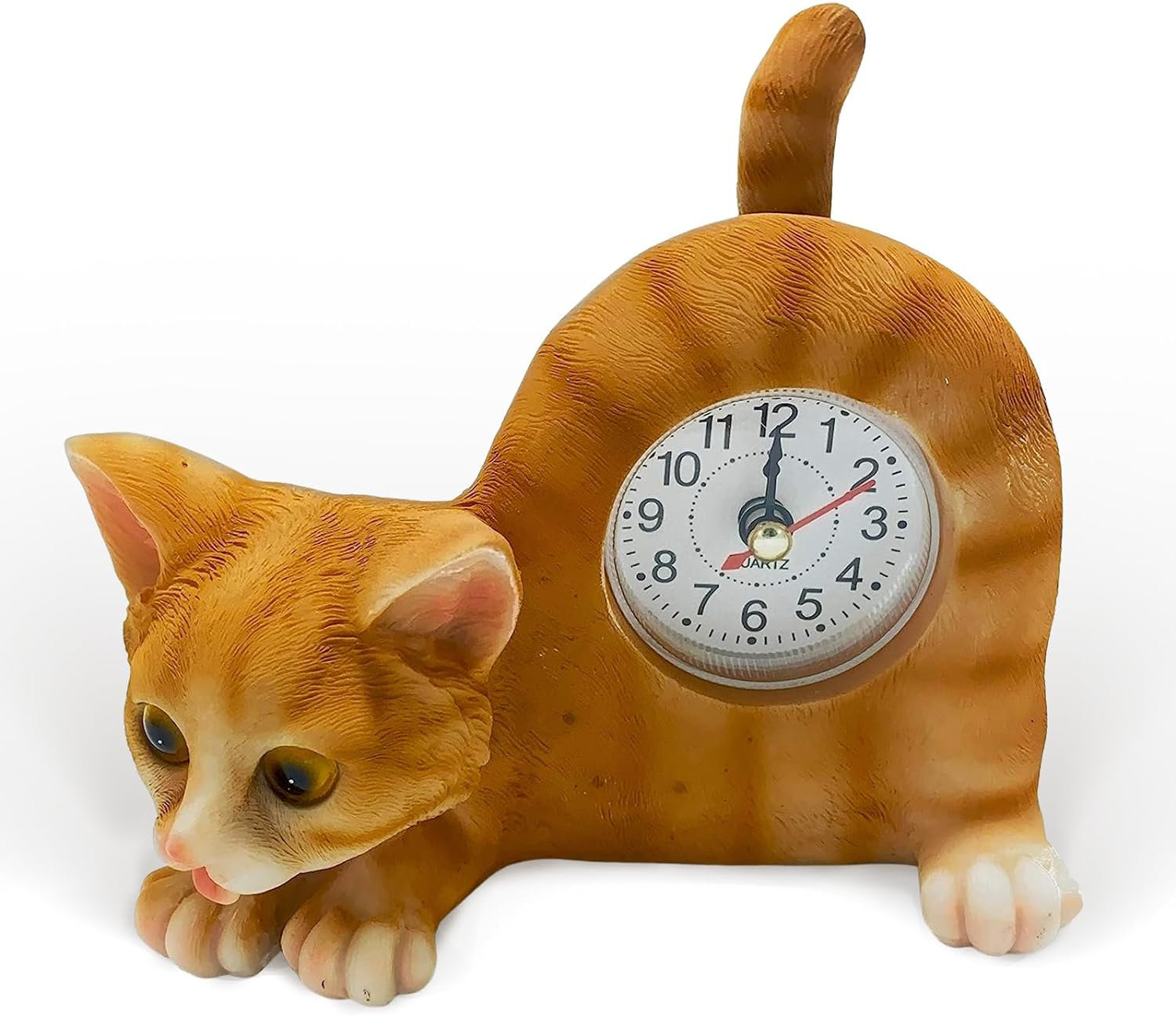 Lark Manor Small Orange Tabby Cat Desk Clock With Wagging Tail | Wayfair