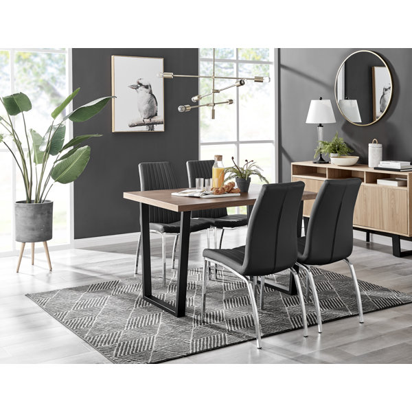 Canora Grey Eubanks Modern Wood Effect Modern Dining Table & 4 Luxury ...