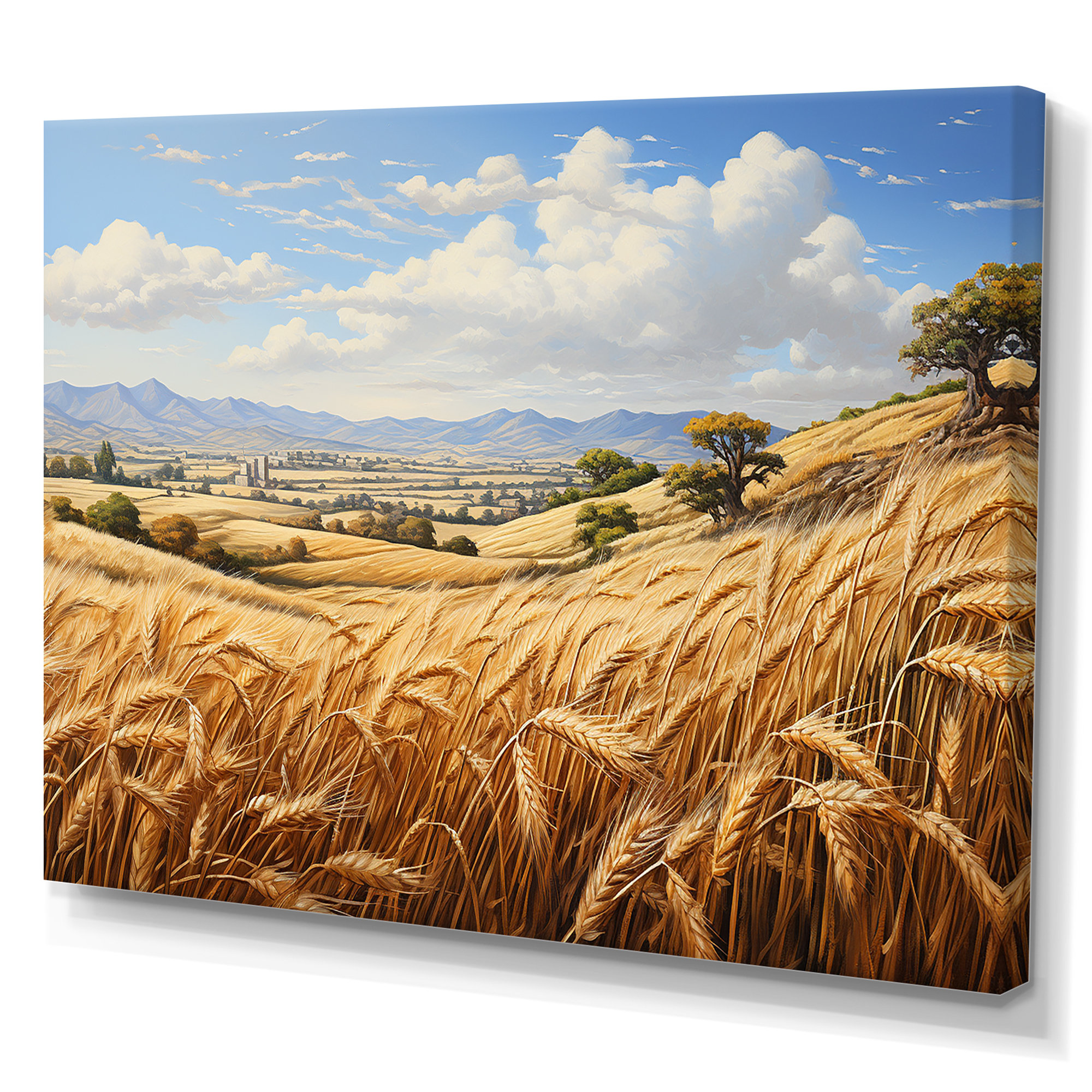 Millwood Pines Wheatfield On A Summers Day Rural Farmland Framed On ...