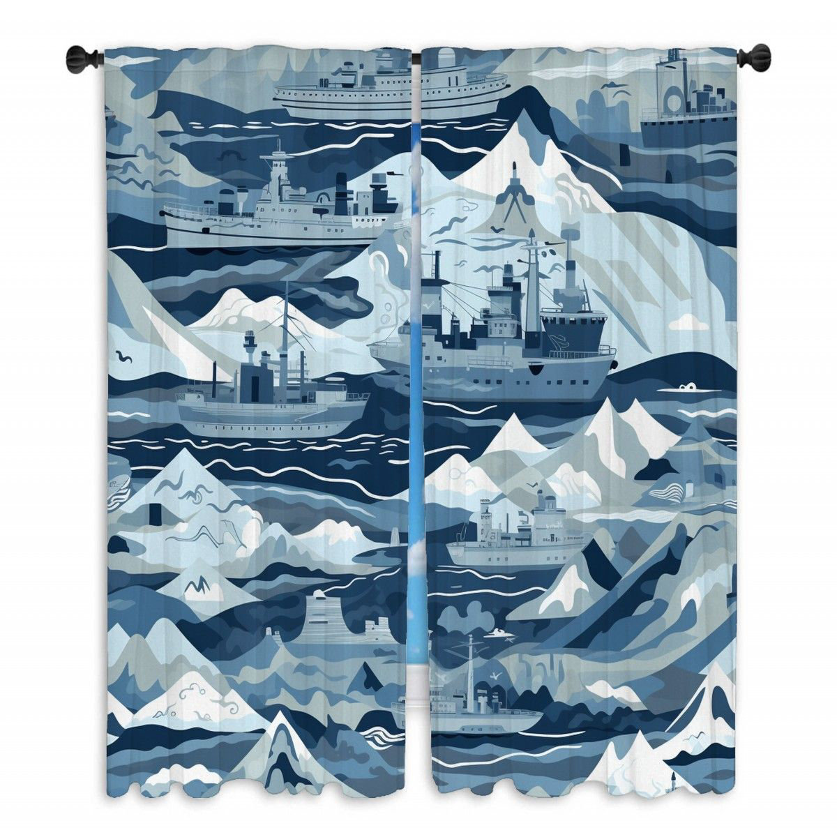 VisionDecor Marine Window Curtains Nautical nature Drapes - 2 Panels ...