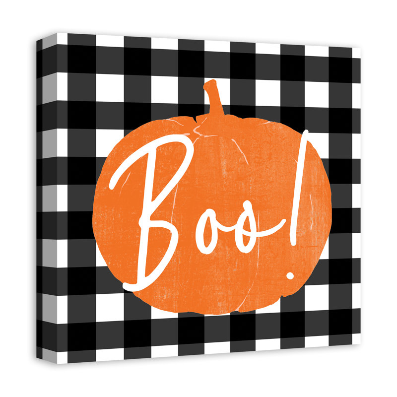 The Holiday Aisle® 'Boo Buffalo Check' Textual Art on Canvas | Wayfair
