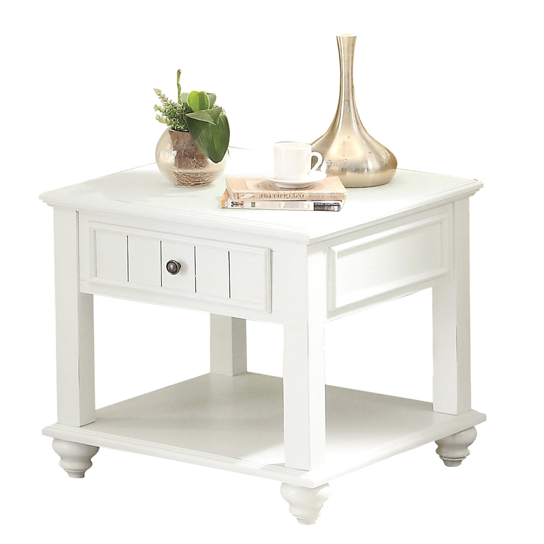 Latitude Run® Traditional End Table With Shelf - White Washed And Practical Use Rectangular ...
