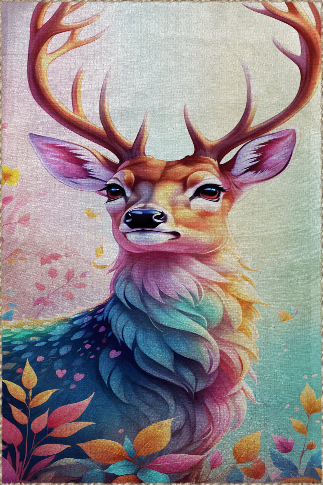 Dakota Fields Multi-Colored Surrealist Themed Abstract Deer Patterned ...