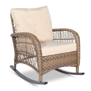 Bayou Breeze Outdoor Matrix Rocking Wicker/Rattan Chair with Cushions ...