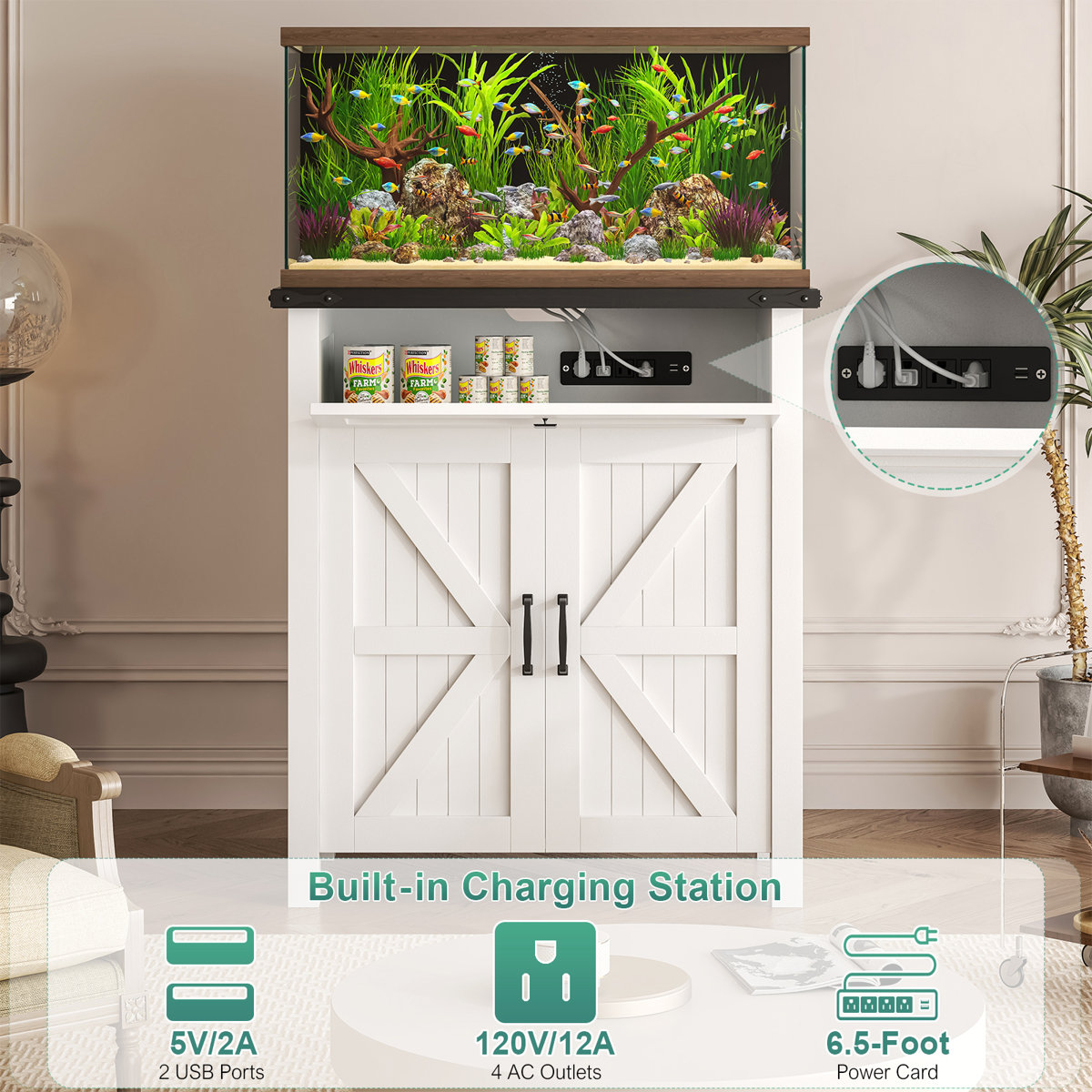 Tucker Murphy Pet™ 20 Gallon Aquarium Stand With Charging Station ...