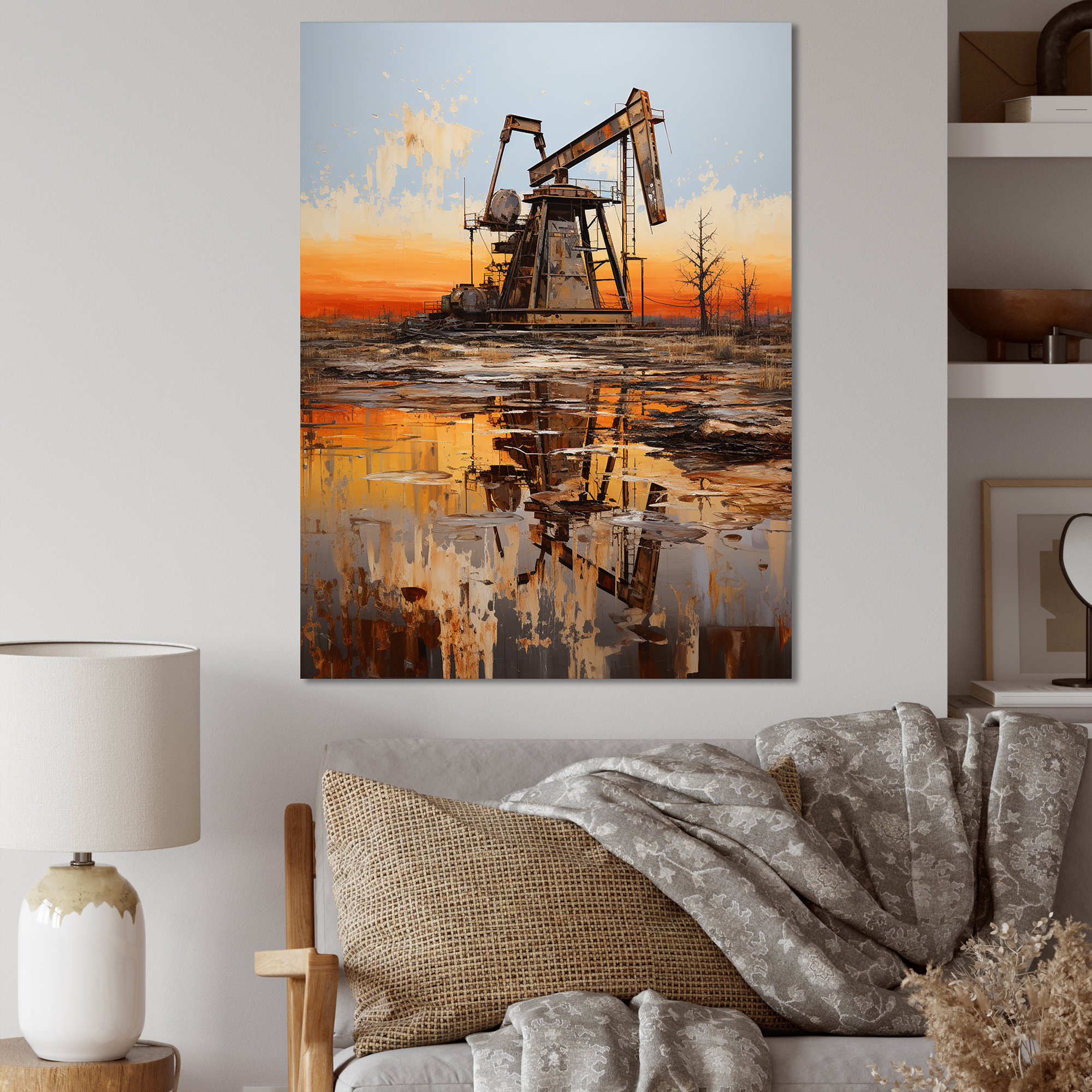 Latitude Run® Gold Oil Rigs Fields In Texas III - Cityscapes Wall Art ...