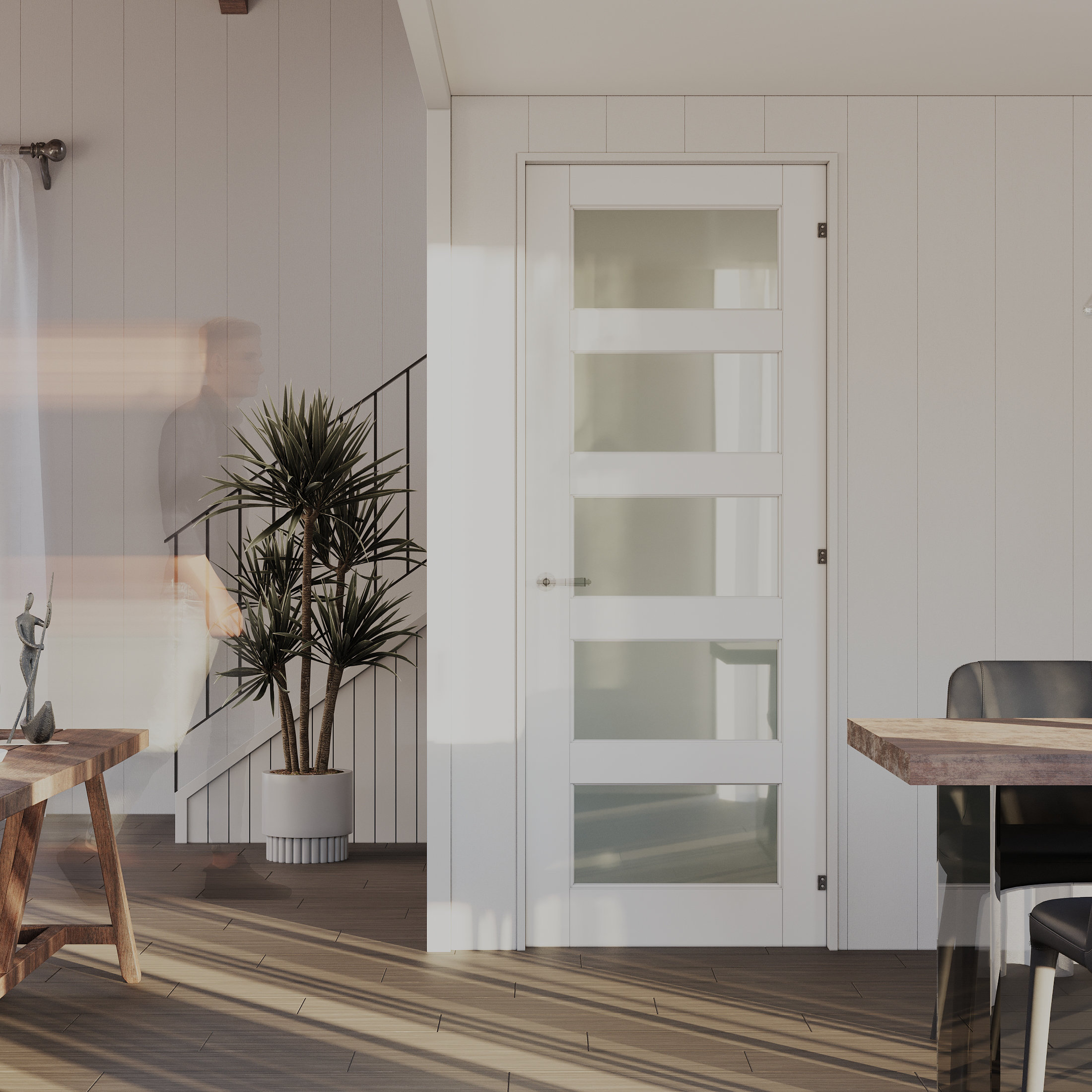 ARK DESIGN Interior 5 Lite Frosted Glass Pantry Door Solid Manufactured ...